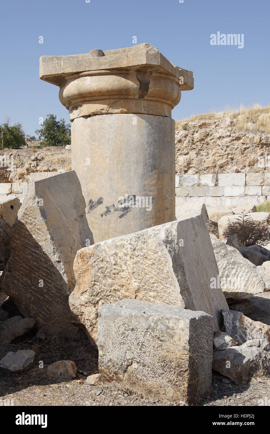 KANGAVAR, IRAN - OCTOBER 3, 2016: Ruins of Anahita Temple, historical ...