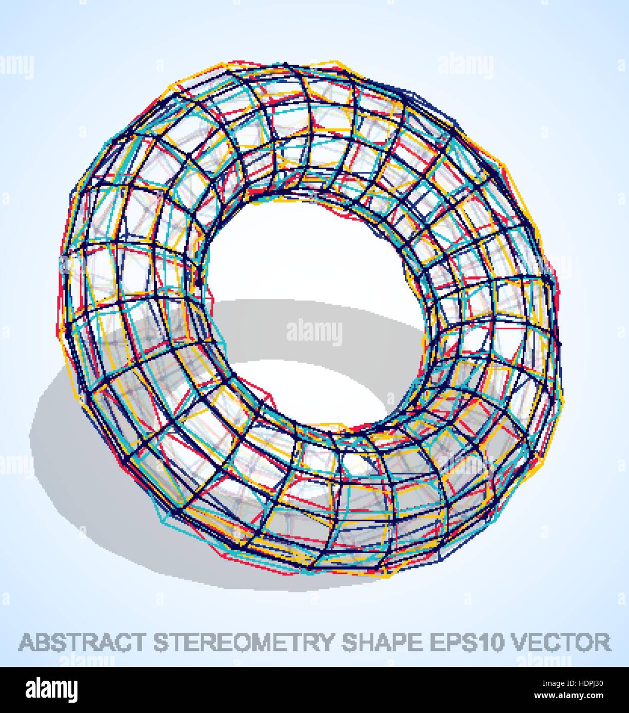 Abstract stereometry shape: Multicolor sketched Torus with Transparent ...