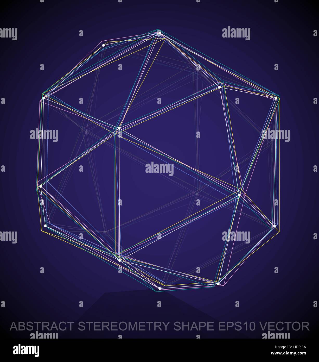 Abstract geometry shape: Multicolor sketched Octahedron with Reflection ...