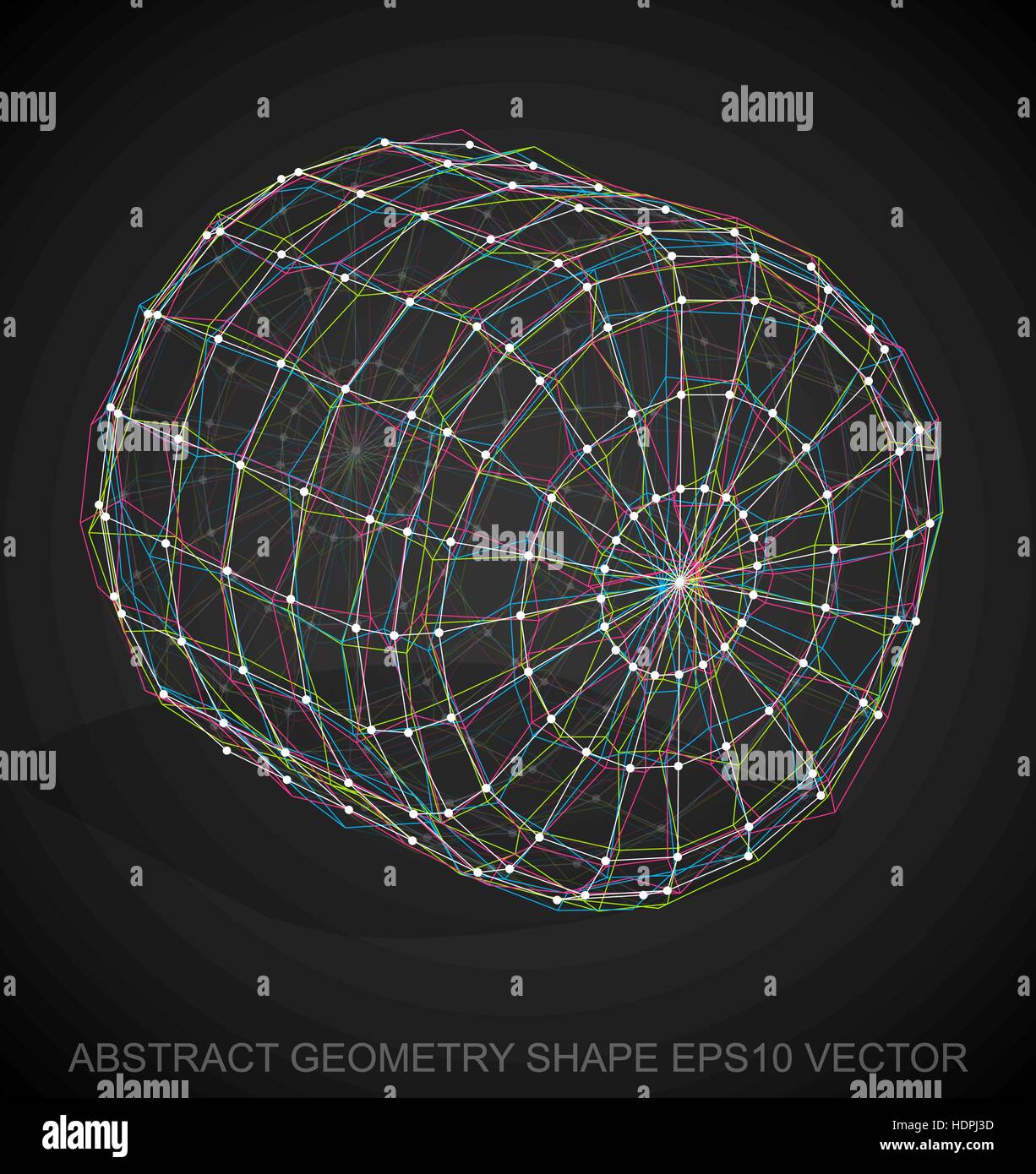 Abstract stereometry shape: Multicolor sketched Cylinder with ...
