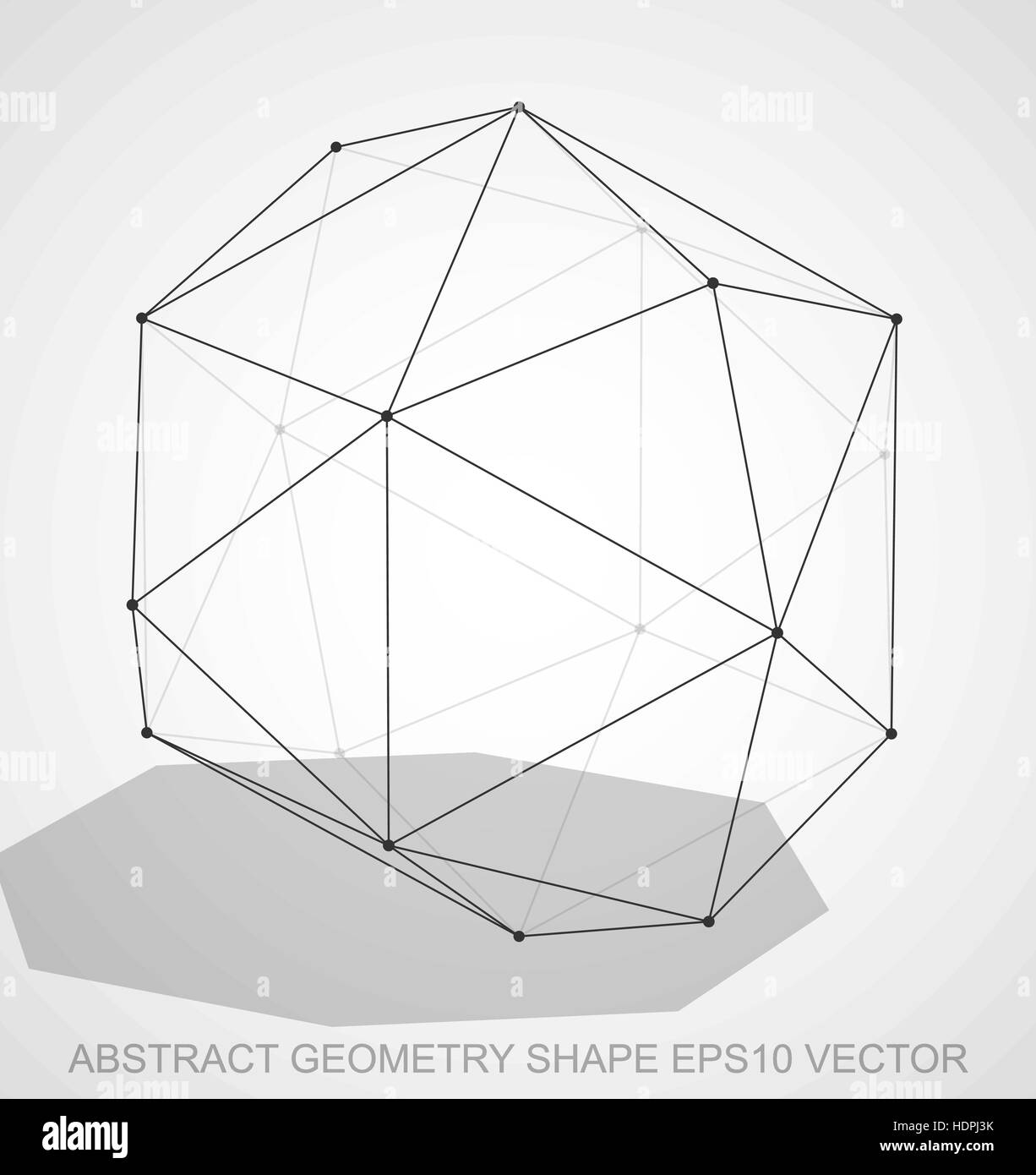 Abstract stereometry shape: Black sketched Octahedron with Transparent ...