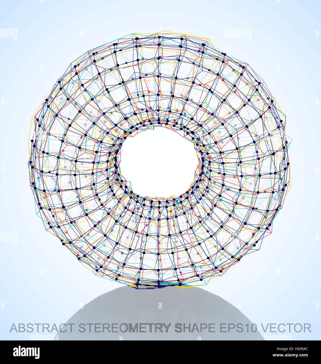 Abstract stereometry shape: Multicolor sketched Torus with Reflection ...