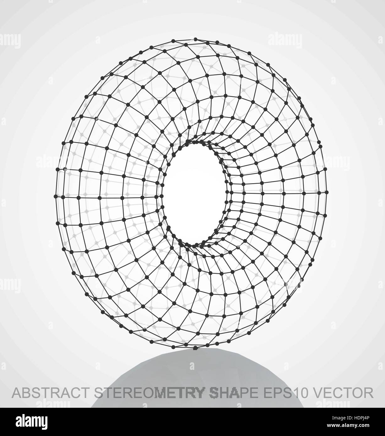 Abstract stereometry shape: Black sketched Torus with Reflection. Hand ...