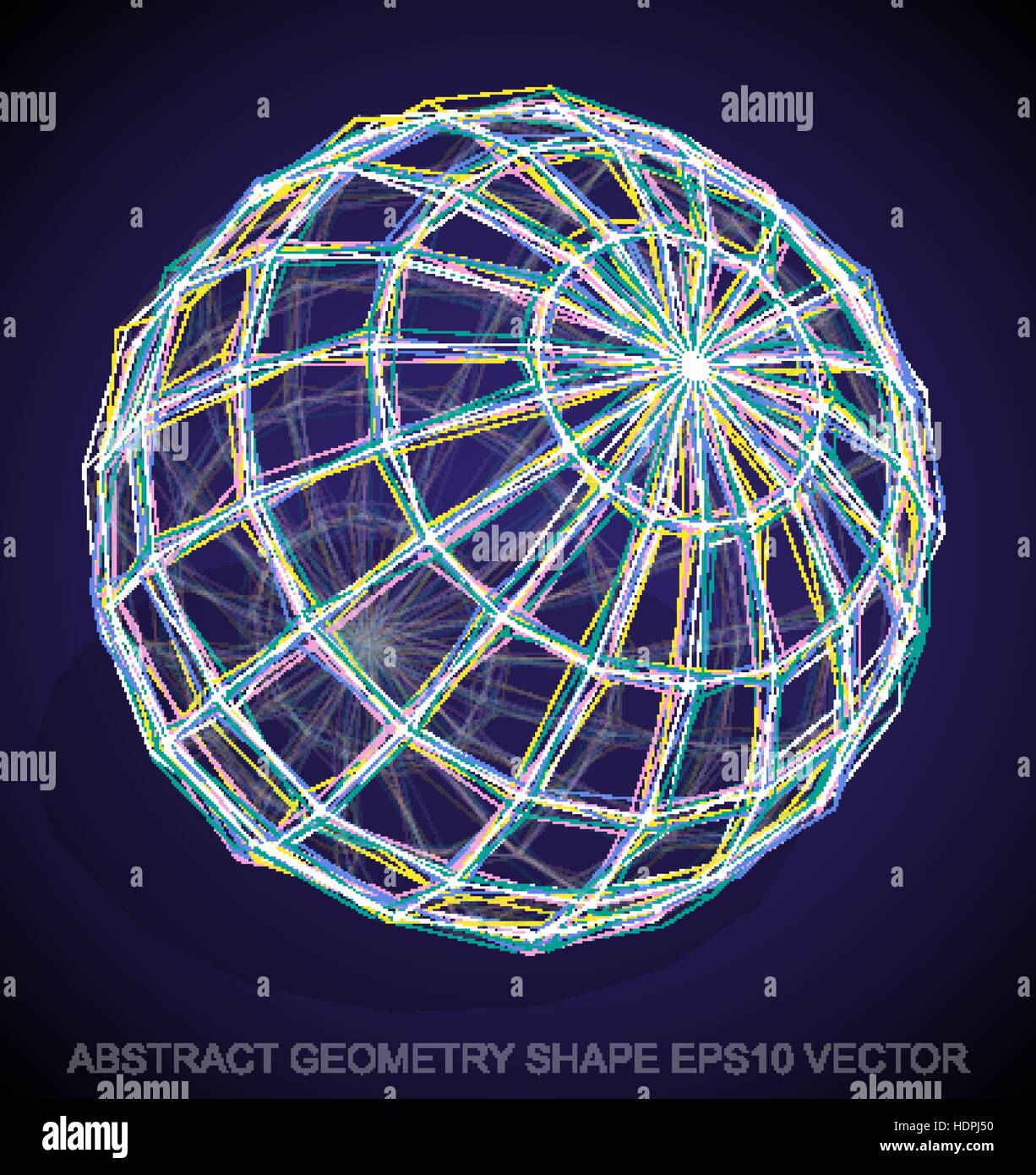 Abstract stereometry shape: Multicolor sketched Sphere with Transparent ...