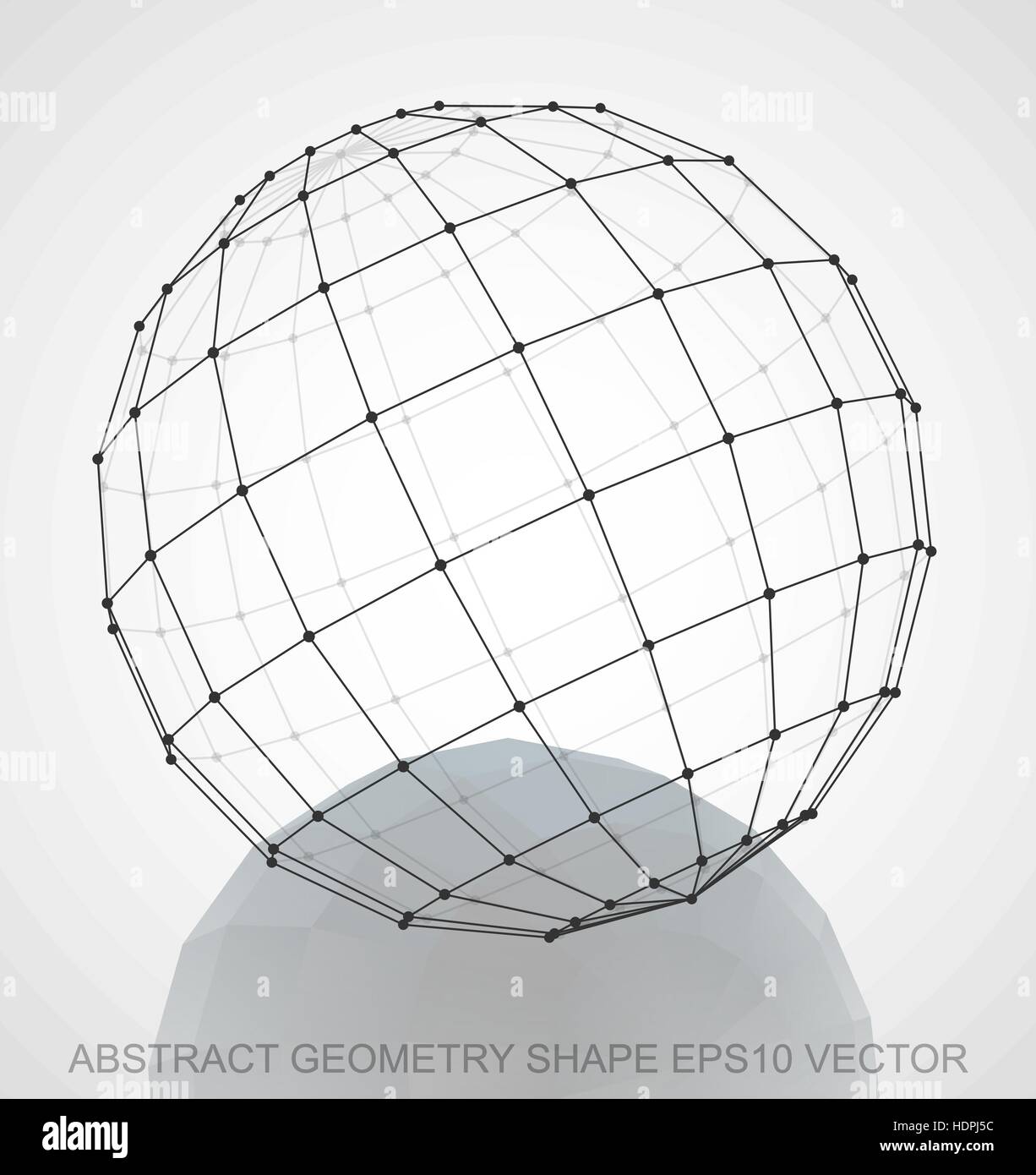 Abstract stereometry shape: Black sketched Sphere with Reflection. Hand ...