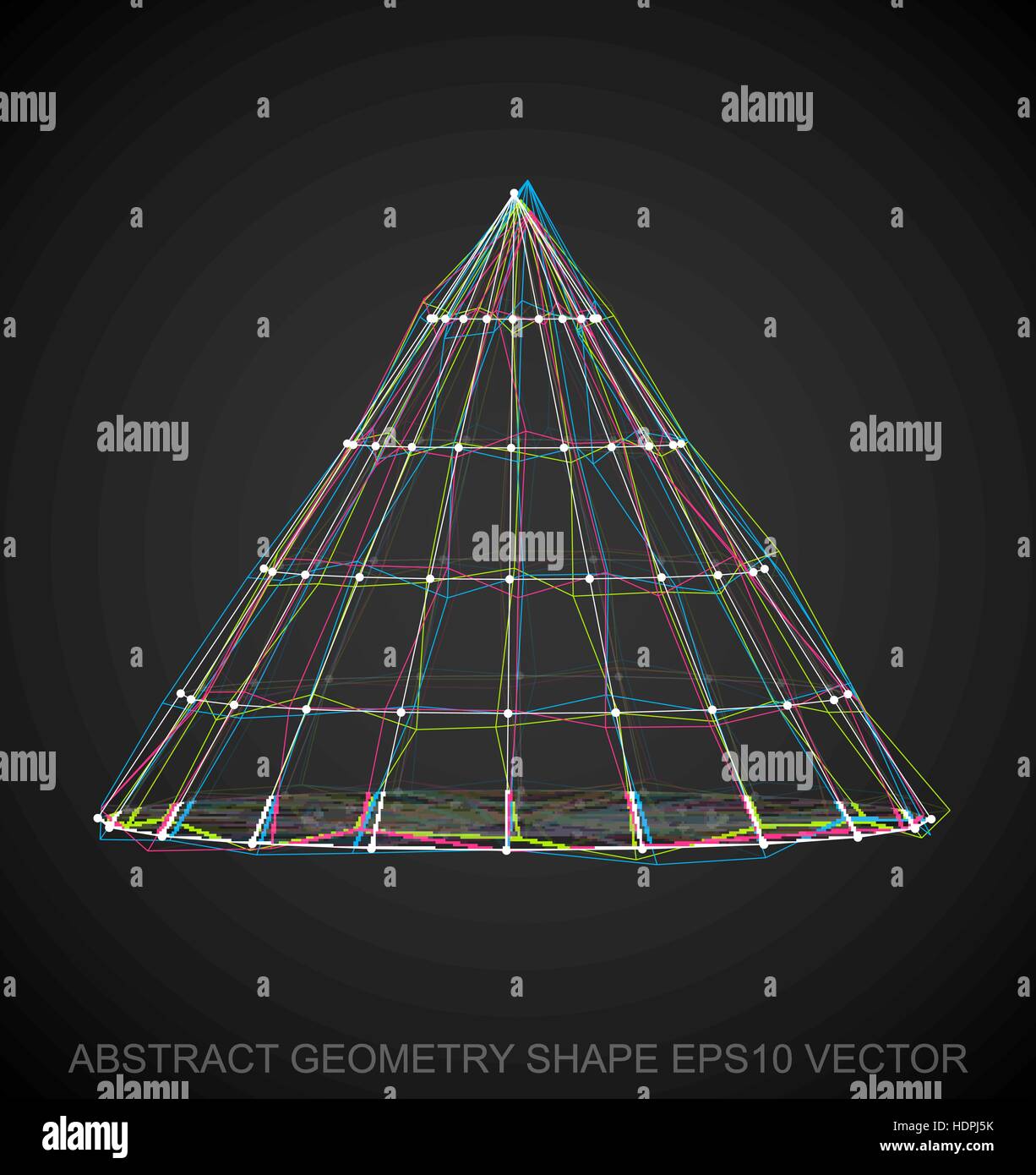 Abstract geometry shape: Multicolor sketched Cone with Transparent ...