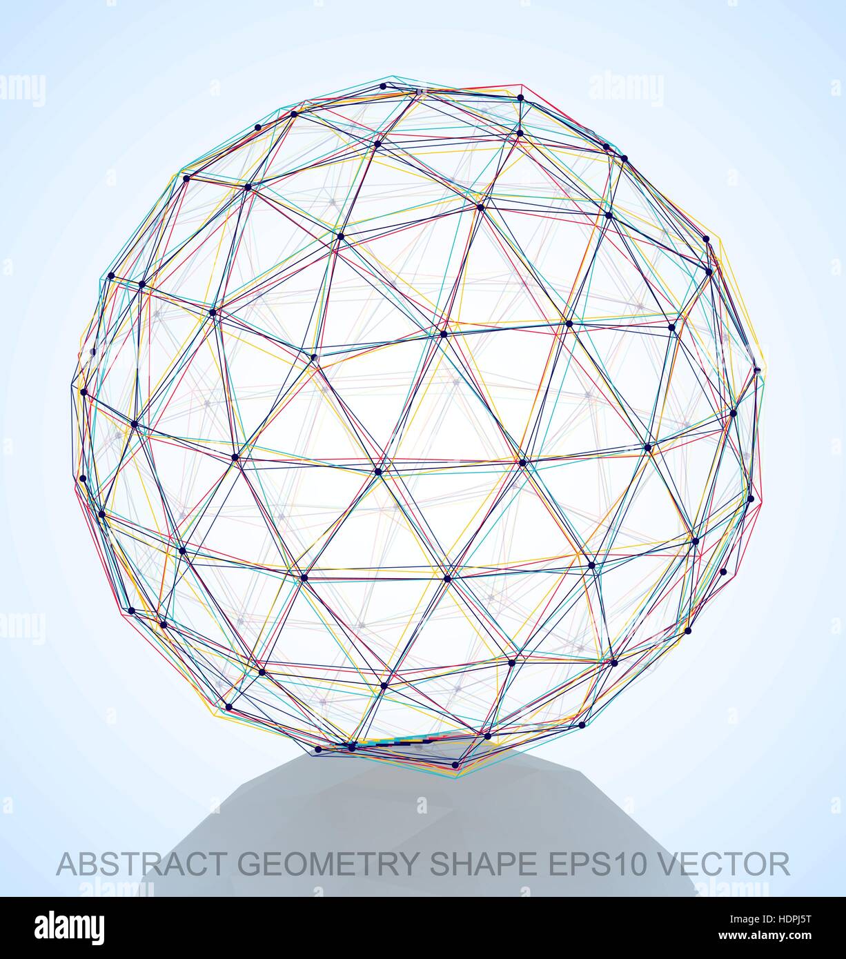 Abstract stereometry shape: Multicolor sketched Sphere with Reflection ...