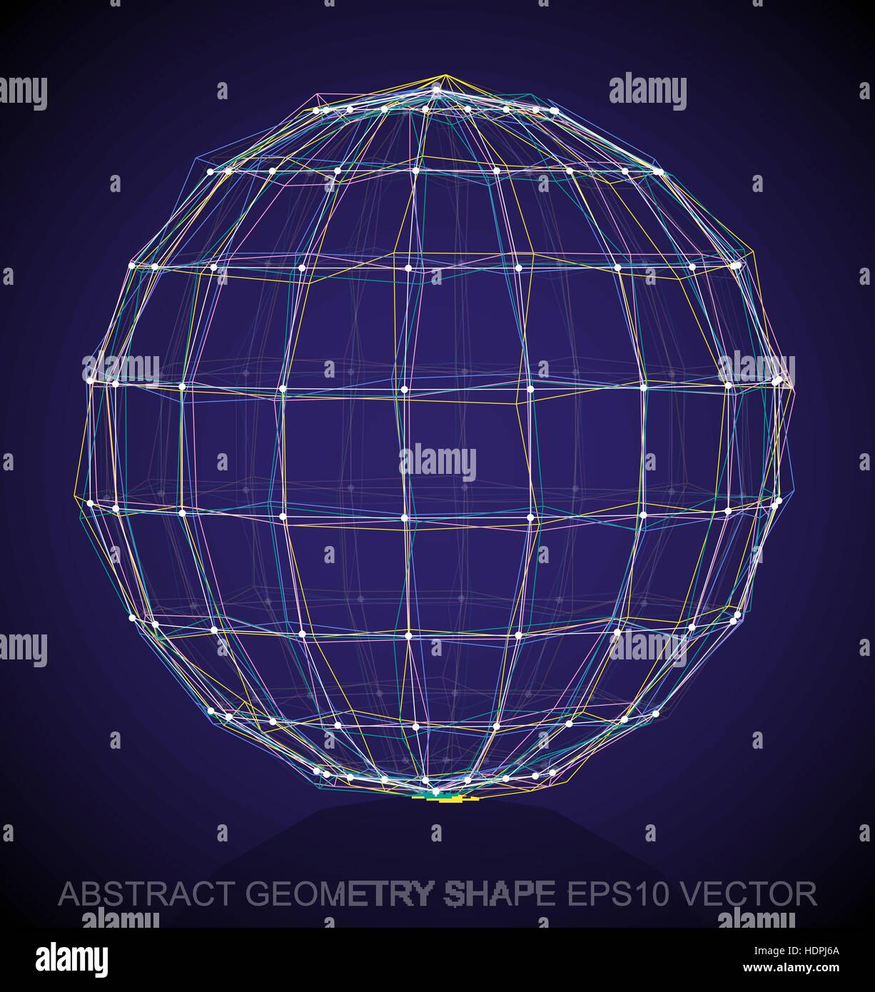 Abstract stereometry shape: Multicolor sketched Sphere with Reflection ...