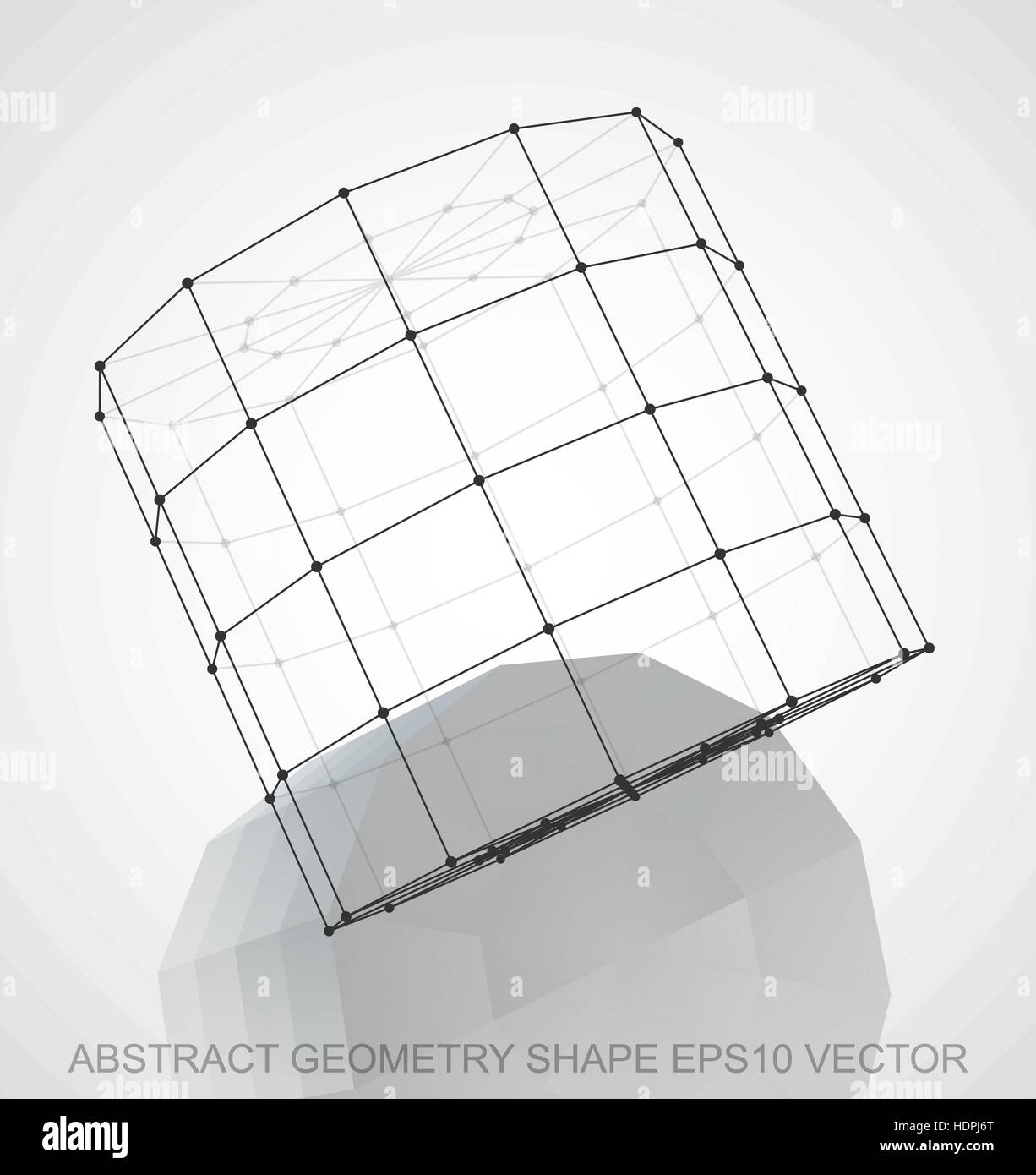 Abstract geometry shape: Black sketched Cylinder with Reflection. Hand ...