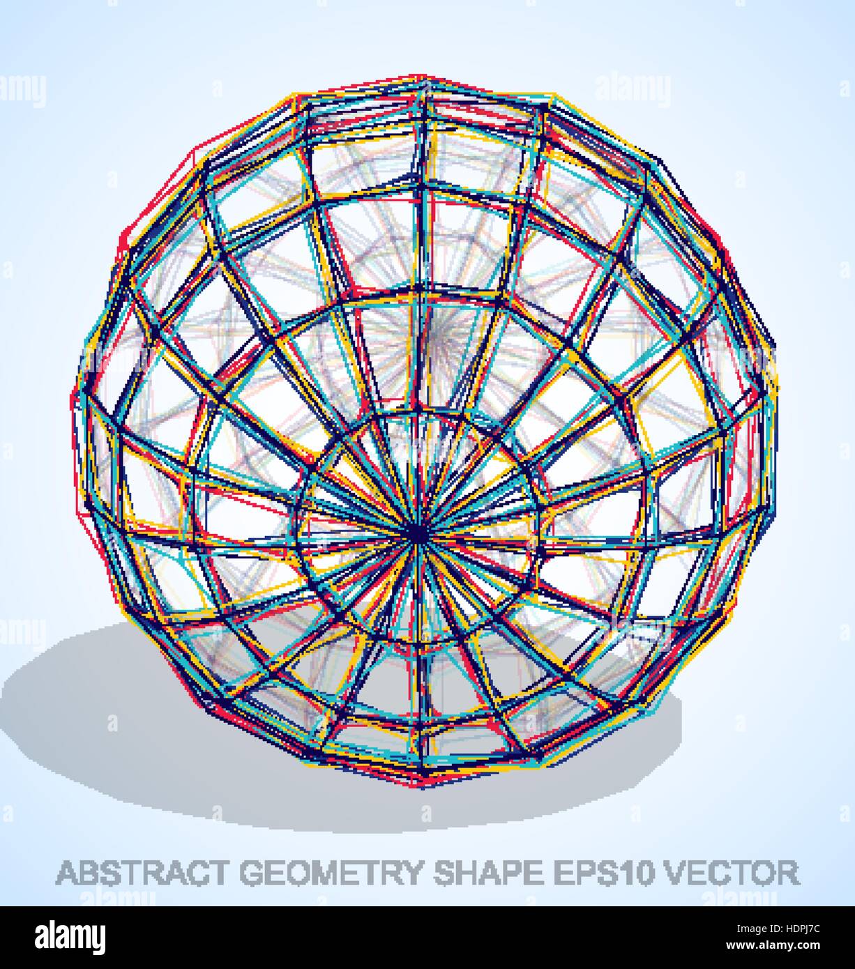 Abstract stereometry shape: Multicolor sketched Sphere with Transparent ...