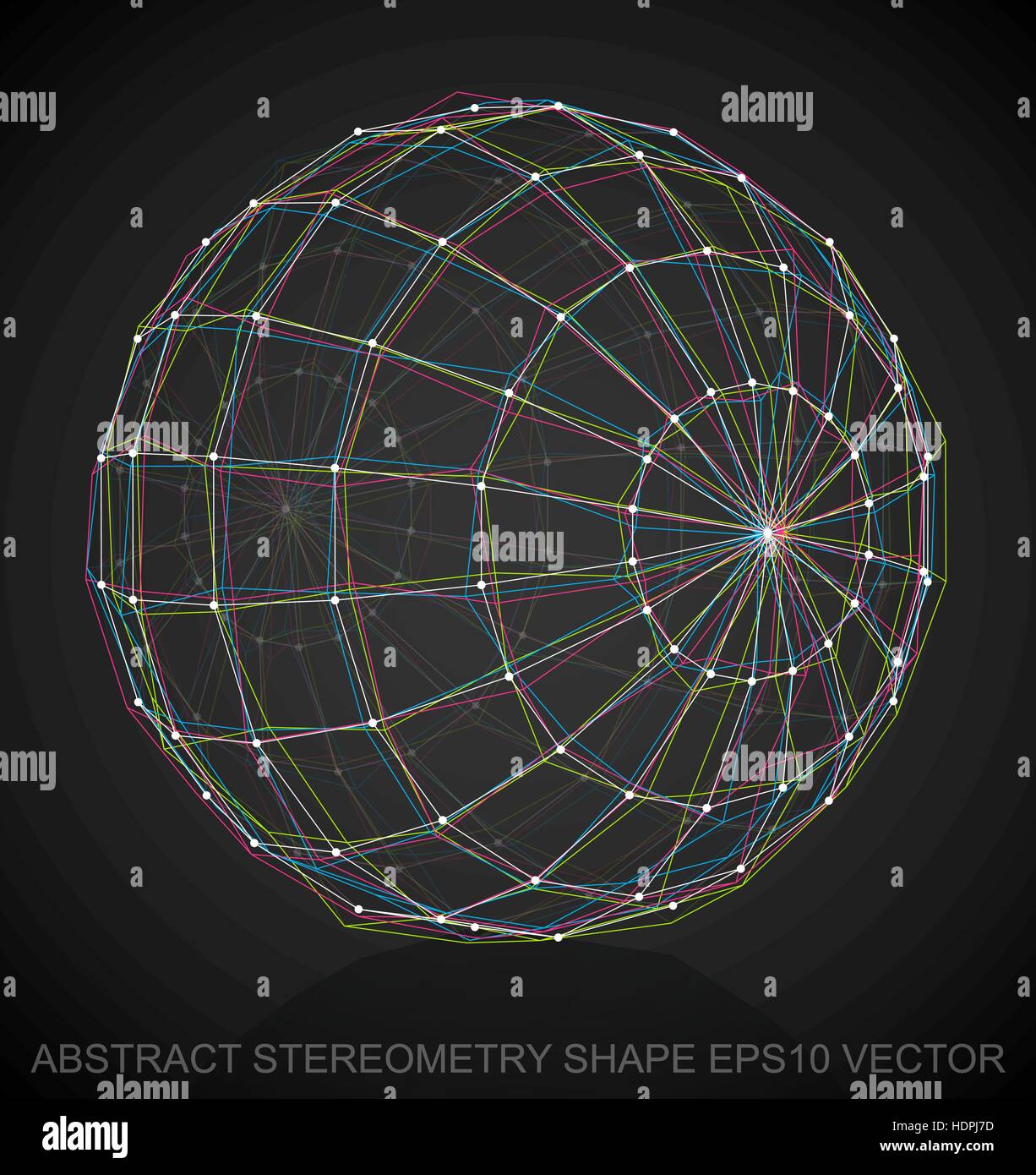 Abstract stereometry shape: Multicolor sketched Sphere with Reflection ...