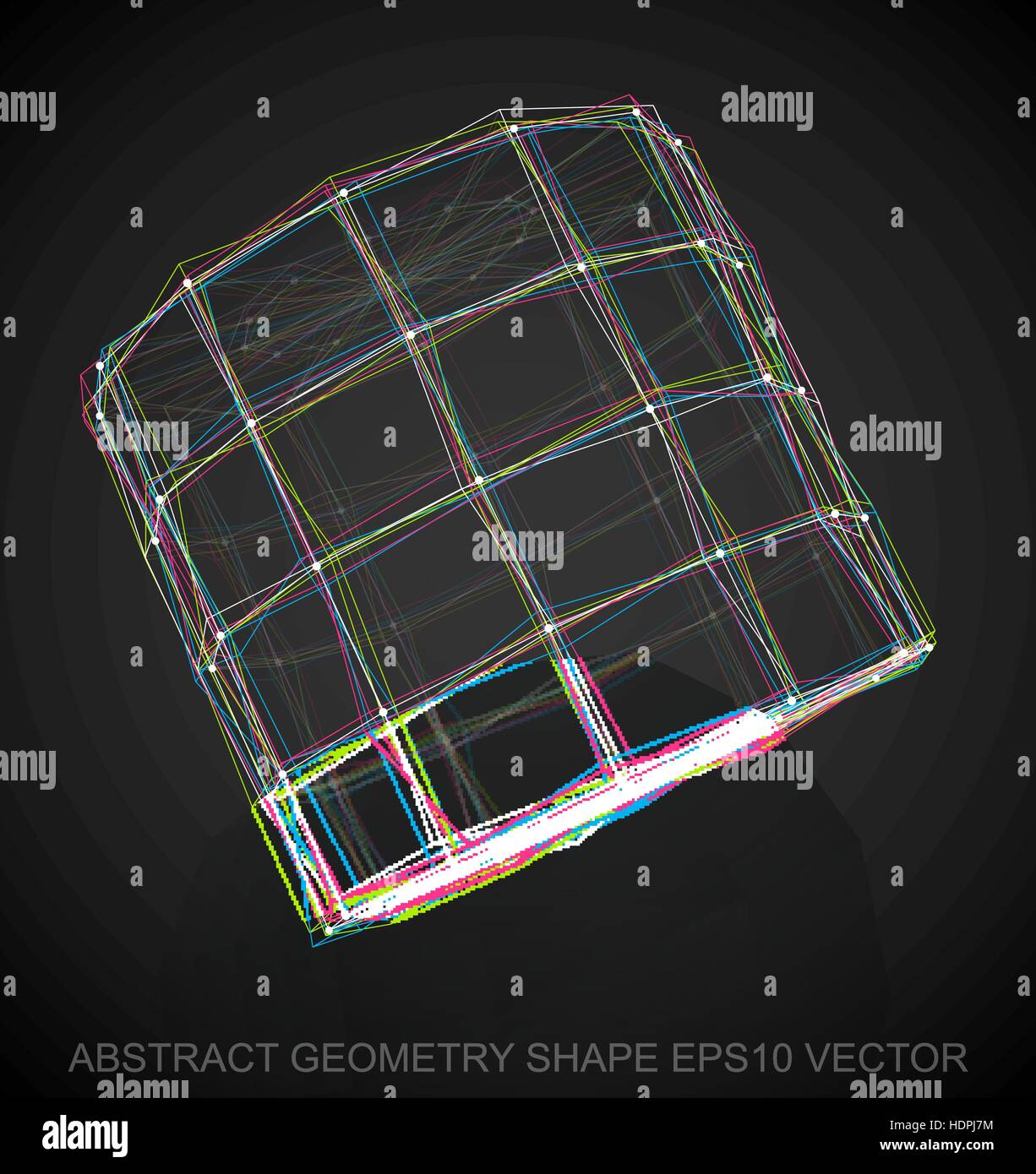 Abstract geometry shape: Multicolor sketched Cylinder with Reflection ...
