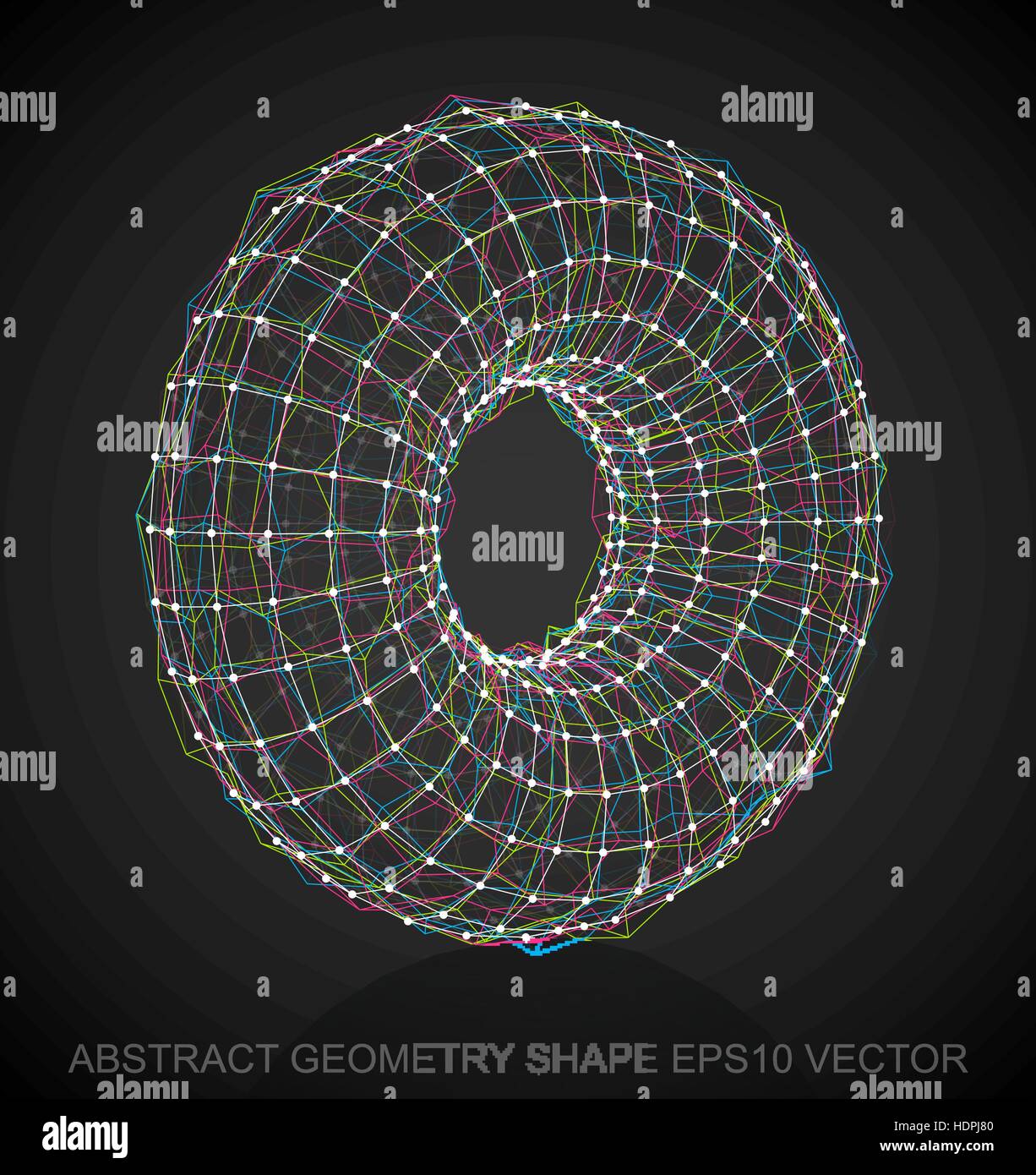 Abstract stereometry shape: Multicolor sketched Torus with Reflection ...
