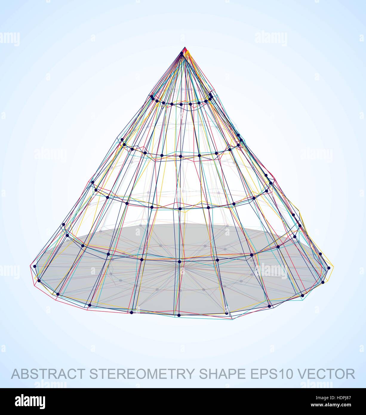 Abstract geometry shape: Multicolor sketched Cone with Transparent ...
