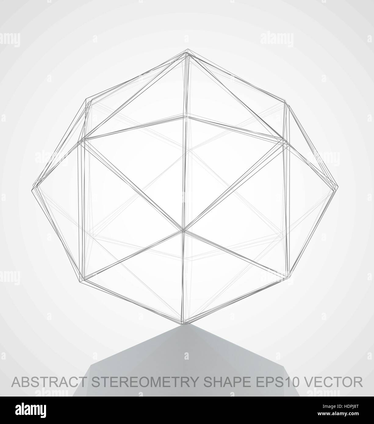 Abstract stereometry shape: Pencil sketched Octahedron with Reflection ...
