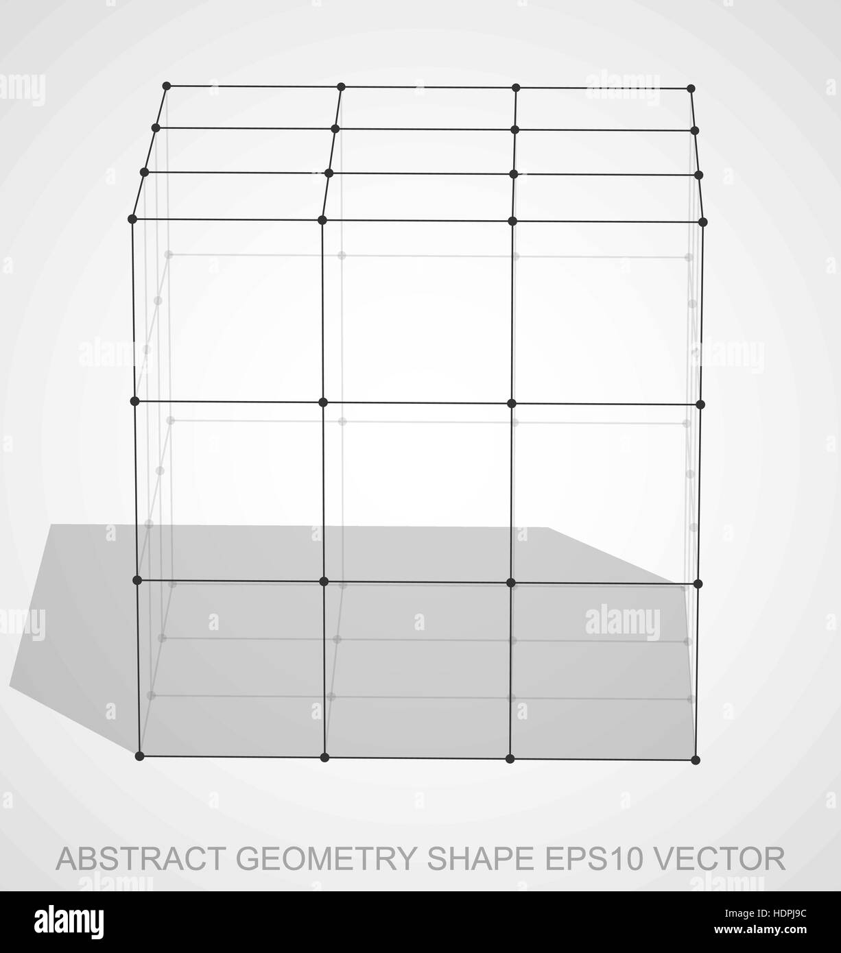 Abstract geometry shape: Black sketched Cube with Transparent Shadow ...