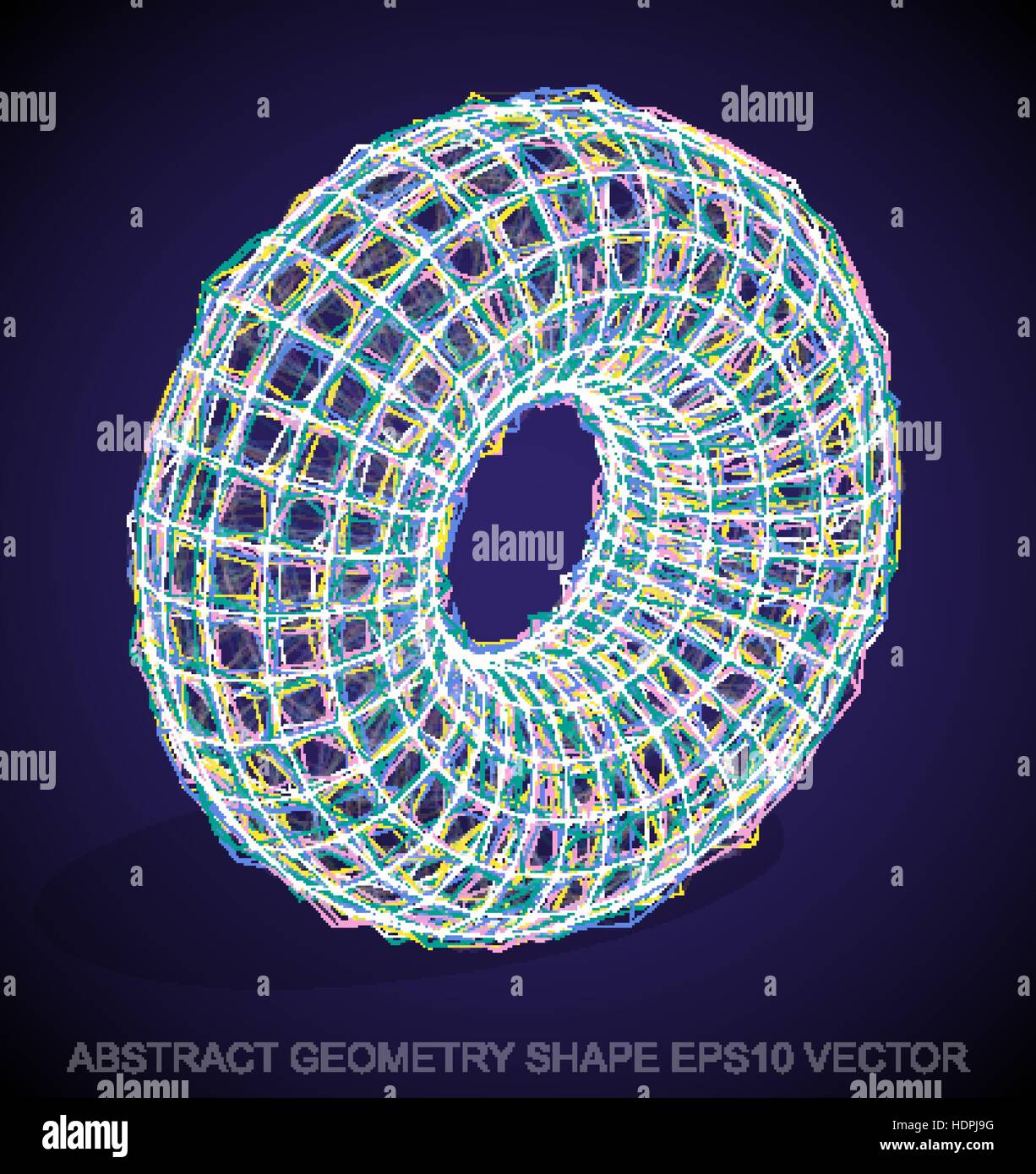 Abstract stereometry shape: Multicolor sketched Torus with Transparent ...