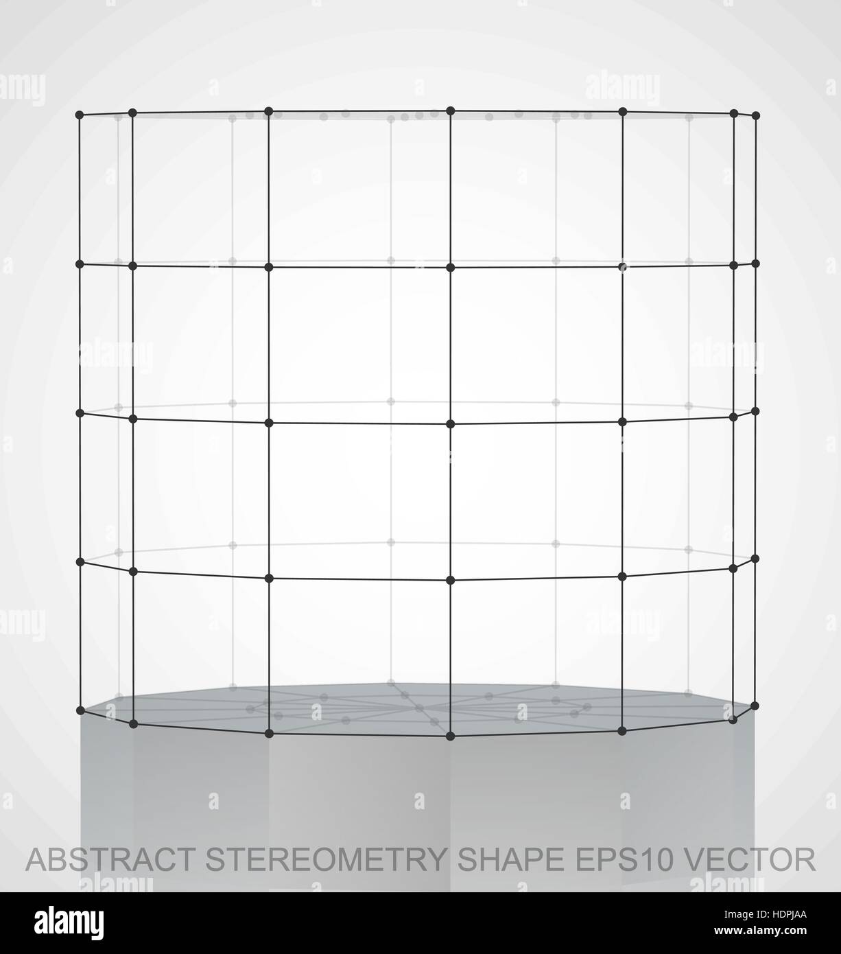 Abstract geometry shape: Black sketched Cylinder with Reflection. Hand ...