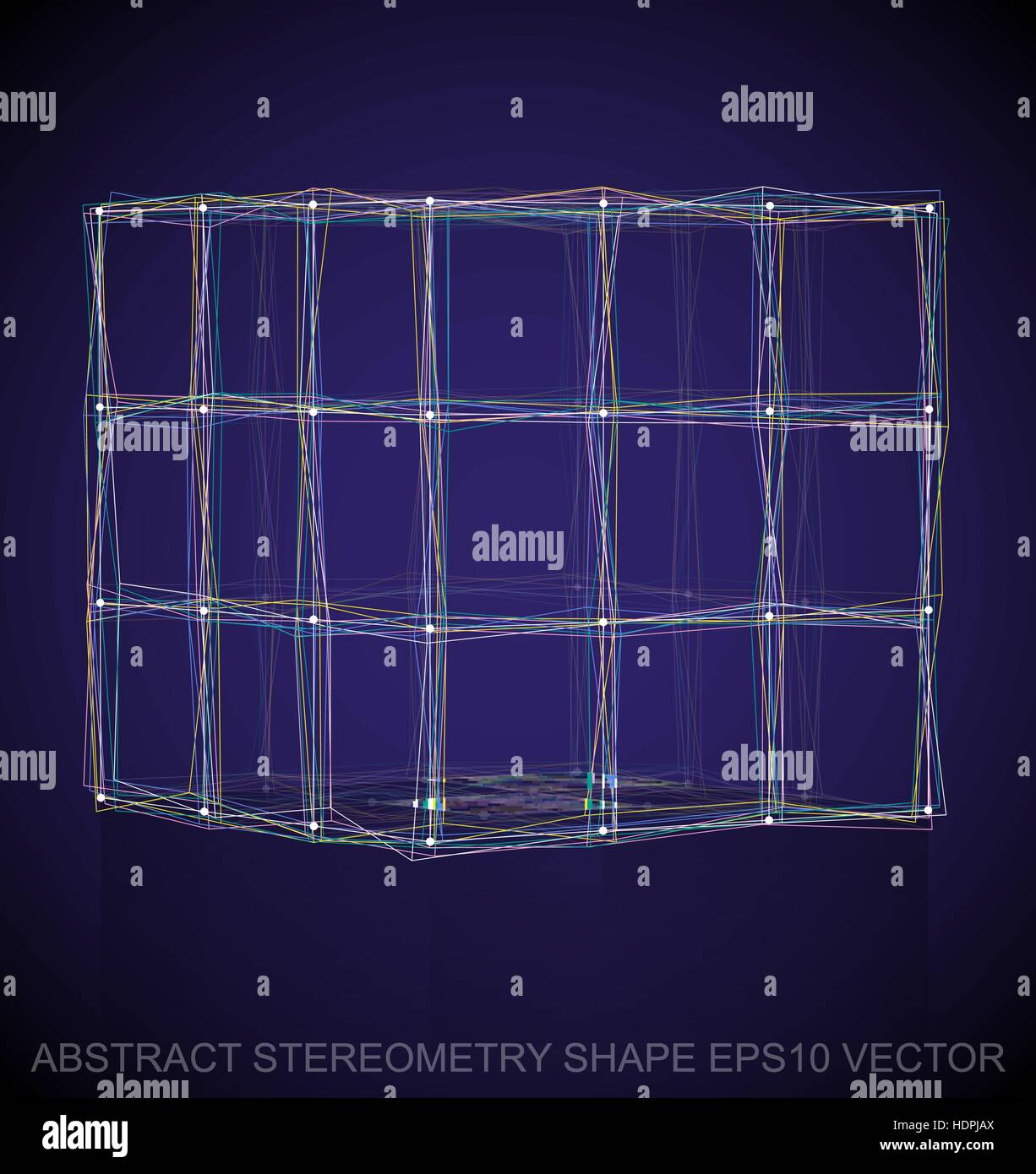 Abstract stereometry shape: Multicolor sketched Cube with Reflection ...