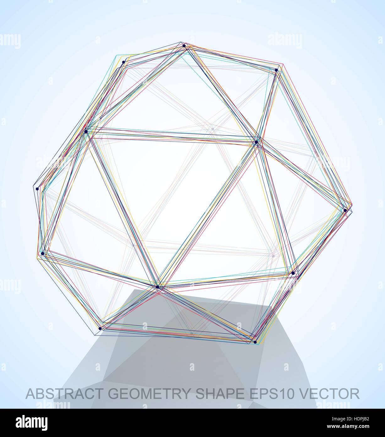 Abstract geometry shape: Multicolor sketched Octahedron with Reflection ...