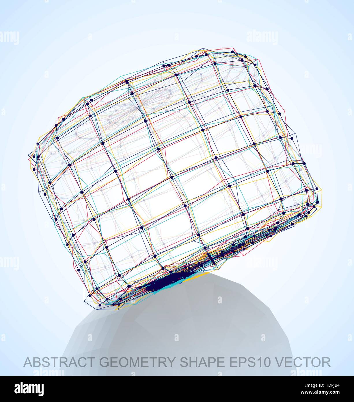 Abstract geometry shape: Multicolor sketched Cylinder with Reflection ...