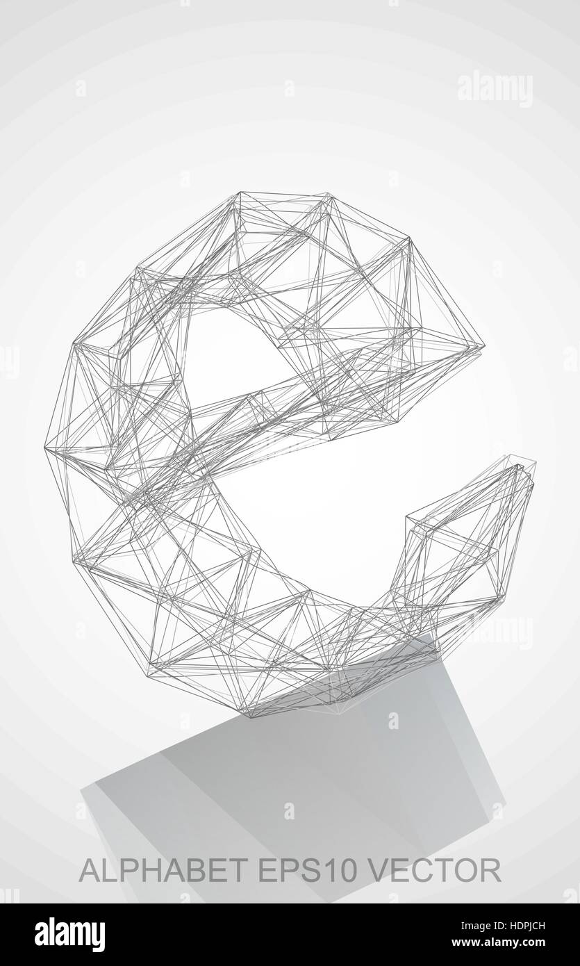 Abstract illustration of a Pencil sketched E with Reflection. Hand ...