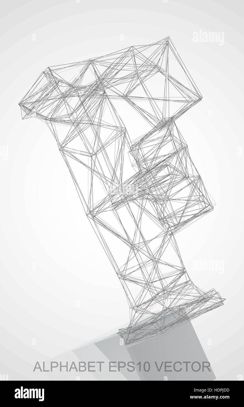 Abstract illustration of a Pencil sketched F with Reflection. Hand ...