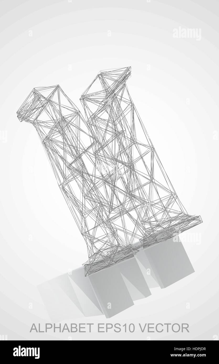 Abstract illustration of a Pencil sketched M with Reflection. Hand ...