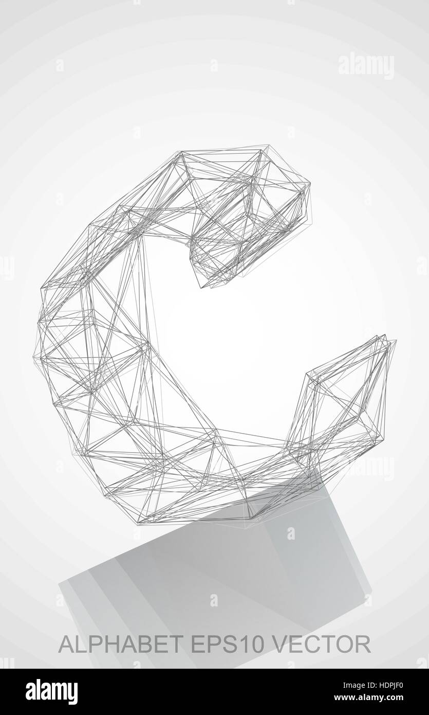 Abstract illustration of a Pencil sketched C with Reflection. Hand ...