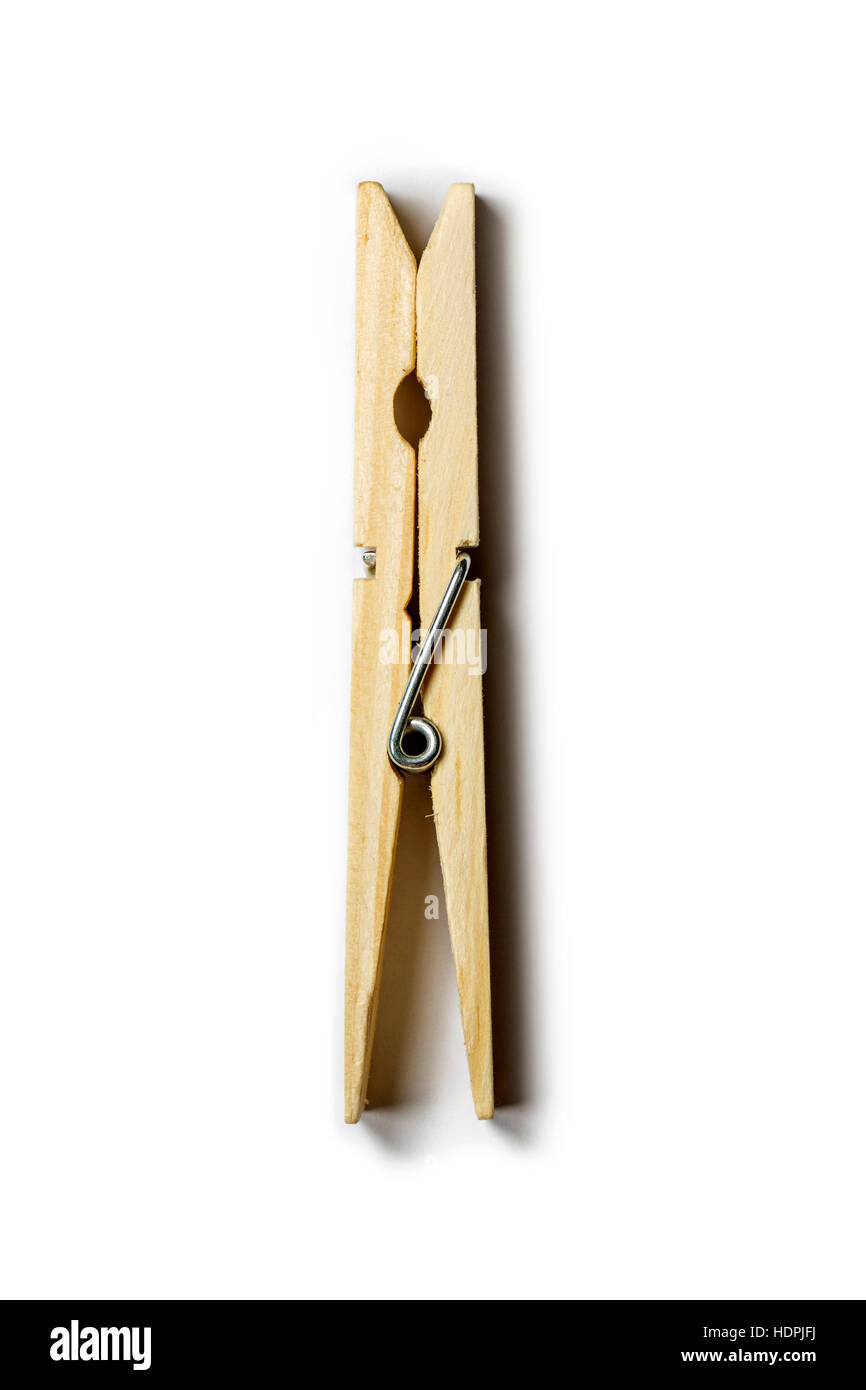 Single wooden clothespin isolated on white Stock Photo - Alamy