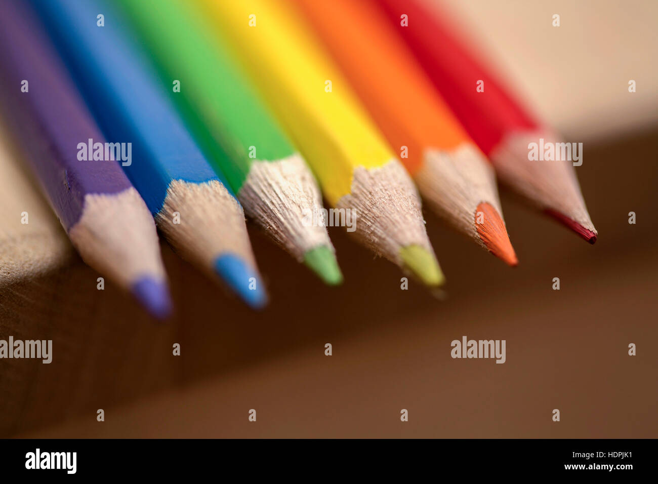 Close up view at colored drawing pencils in a variety of colors Stock ...