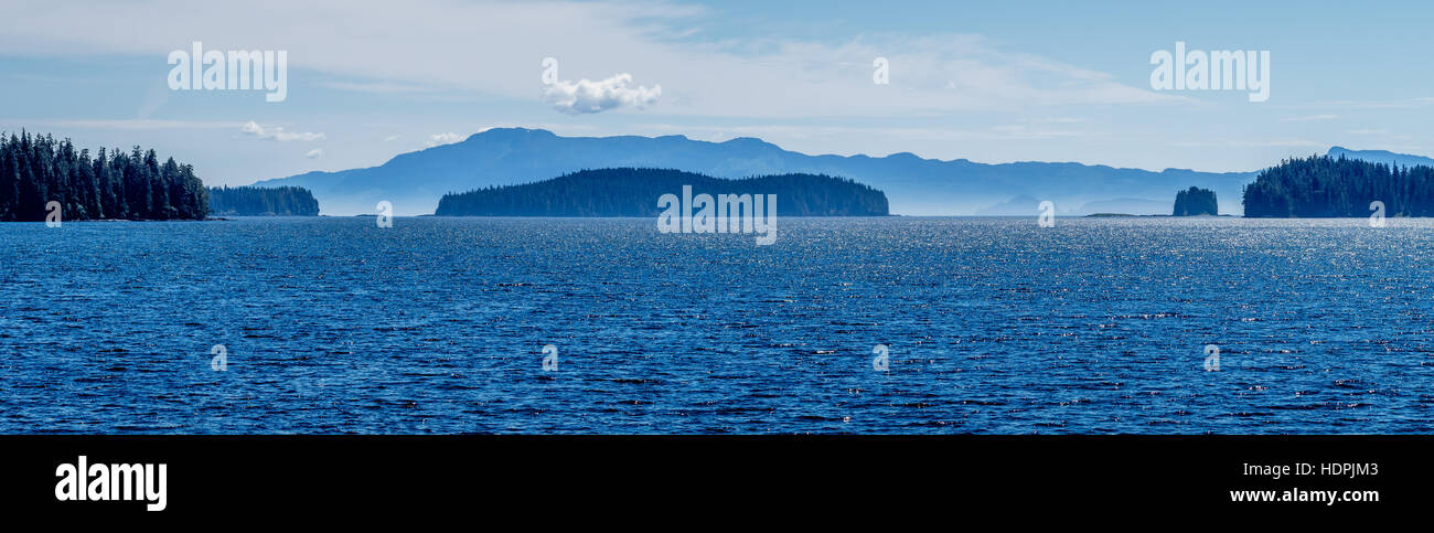 Panoramic view of the islands and mountains of the Tongass Rainforest ...