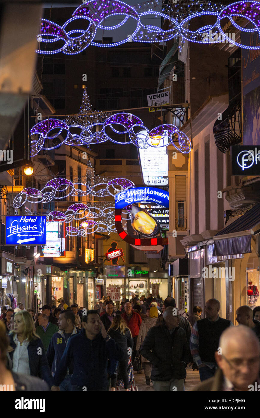 Christmas decorations in Benidorm street Stock Photo - Alamy
