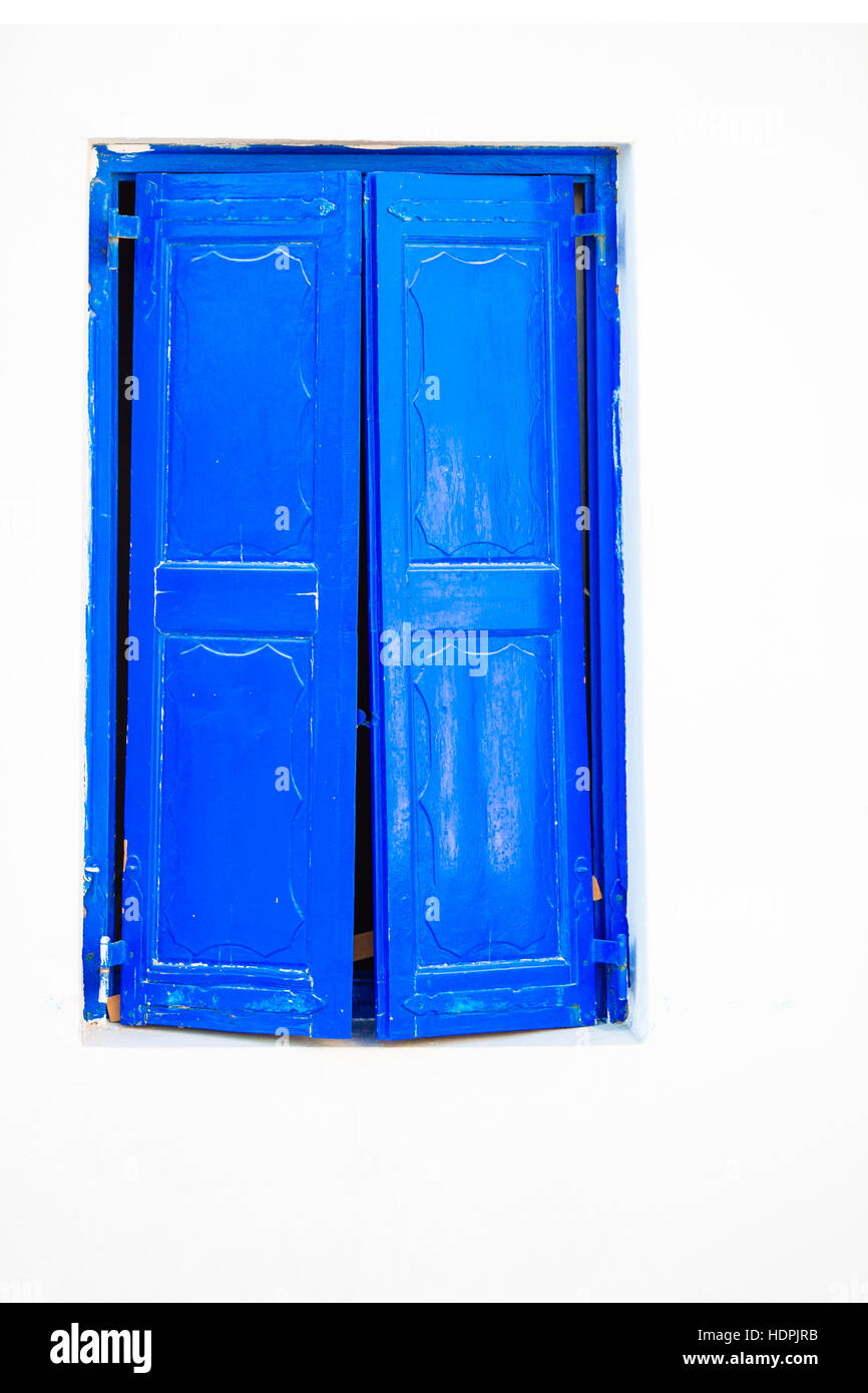 Traditional colorful window in the narrow streets of Mykonos, Greece ...