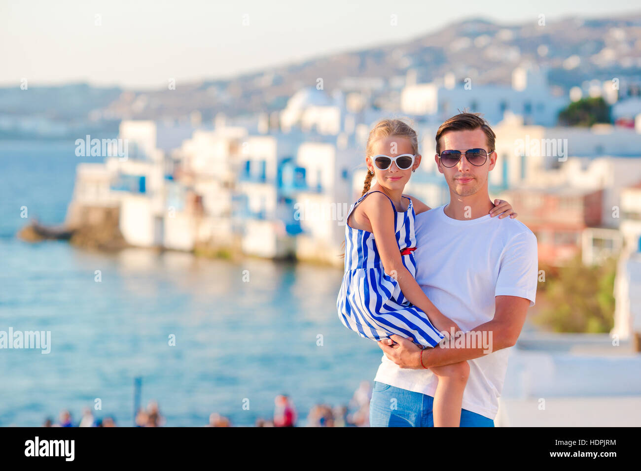 Family in Europe. Father and little girl background Little Venice in ...