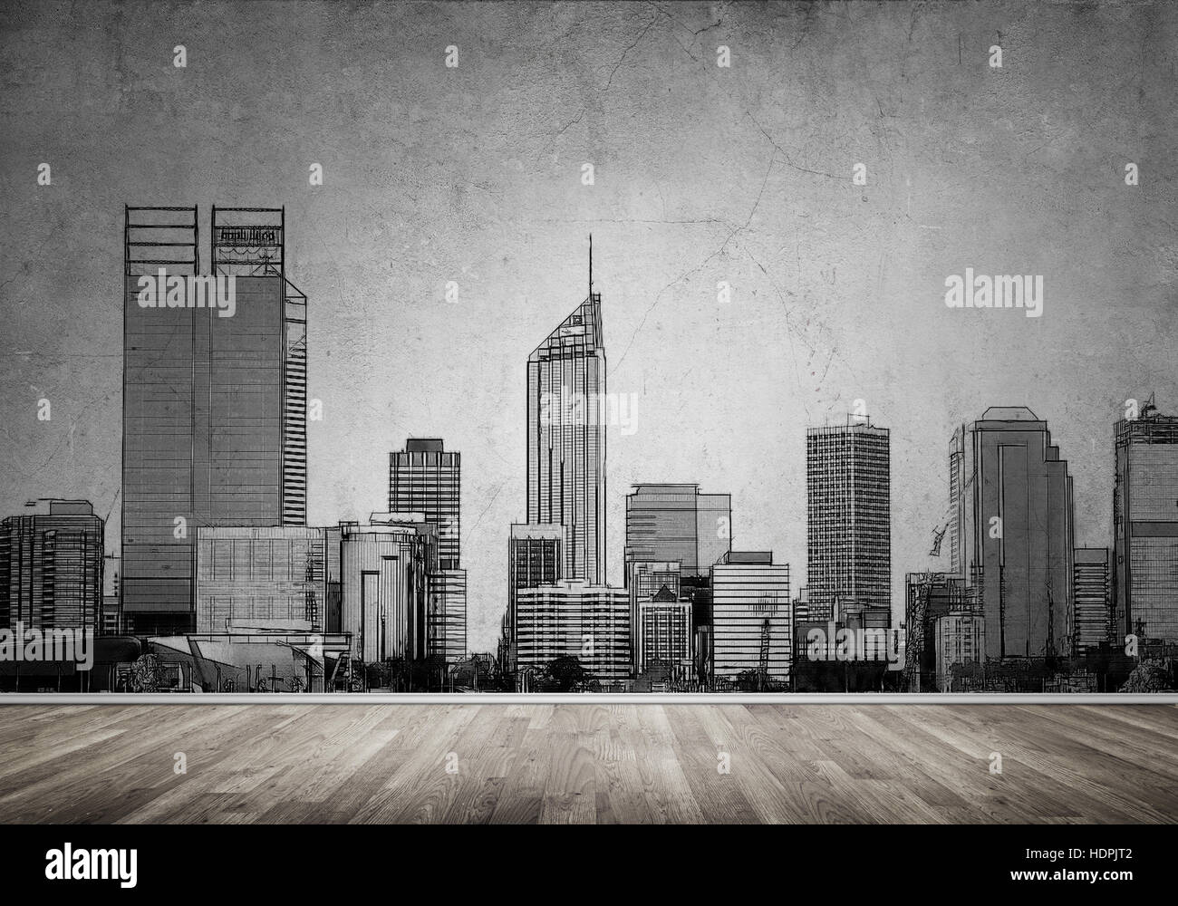 City design on wall Stock Photo - Alamy