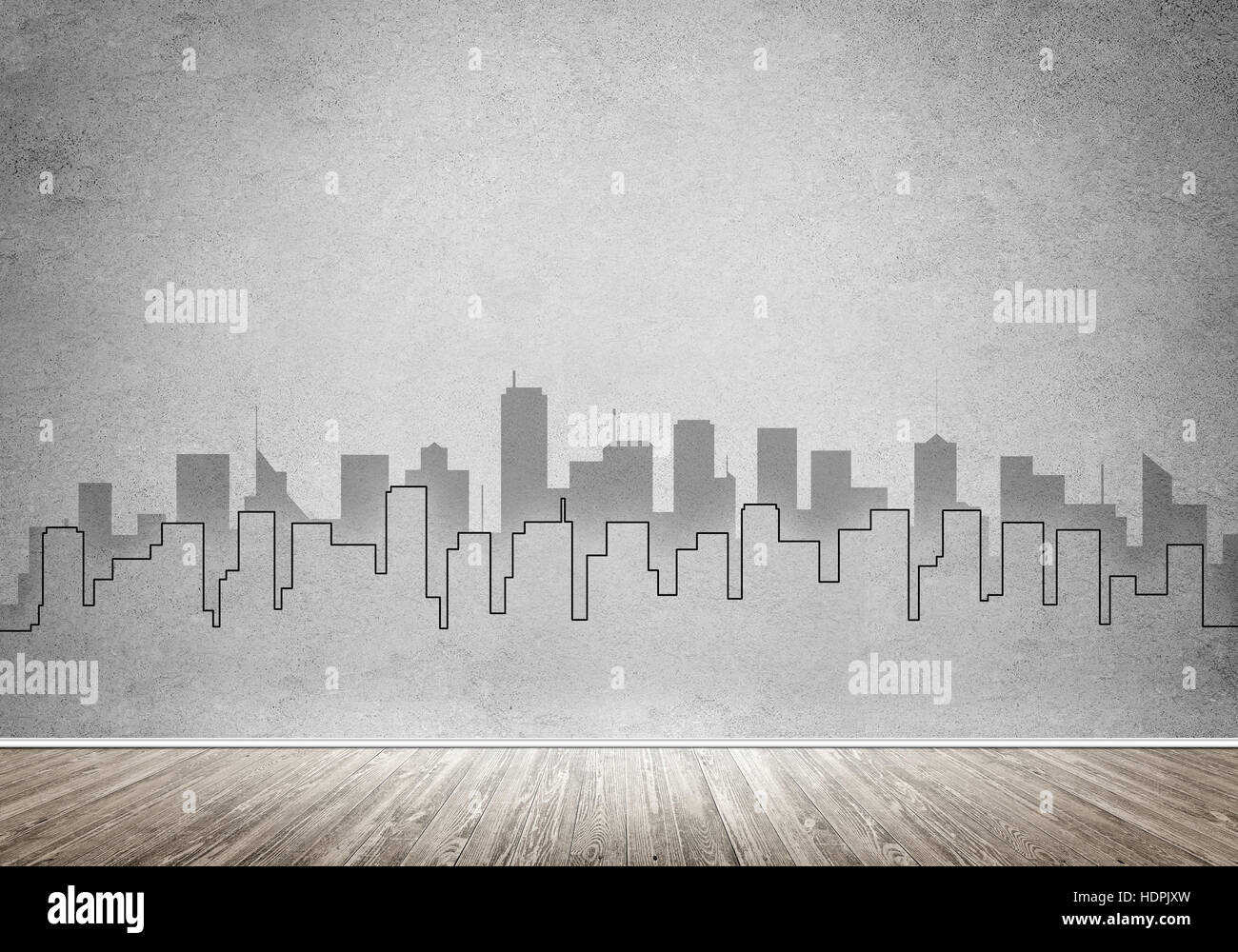 City design on wall Stock Photo - Alamy