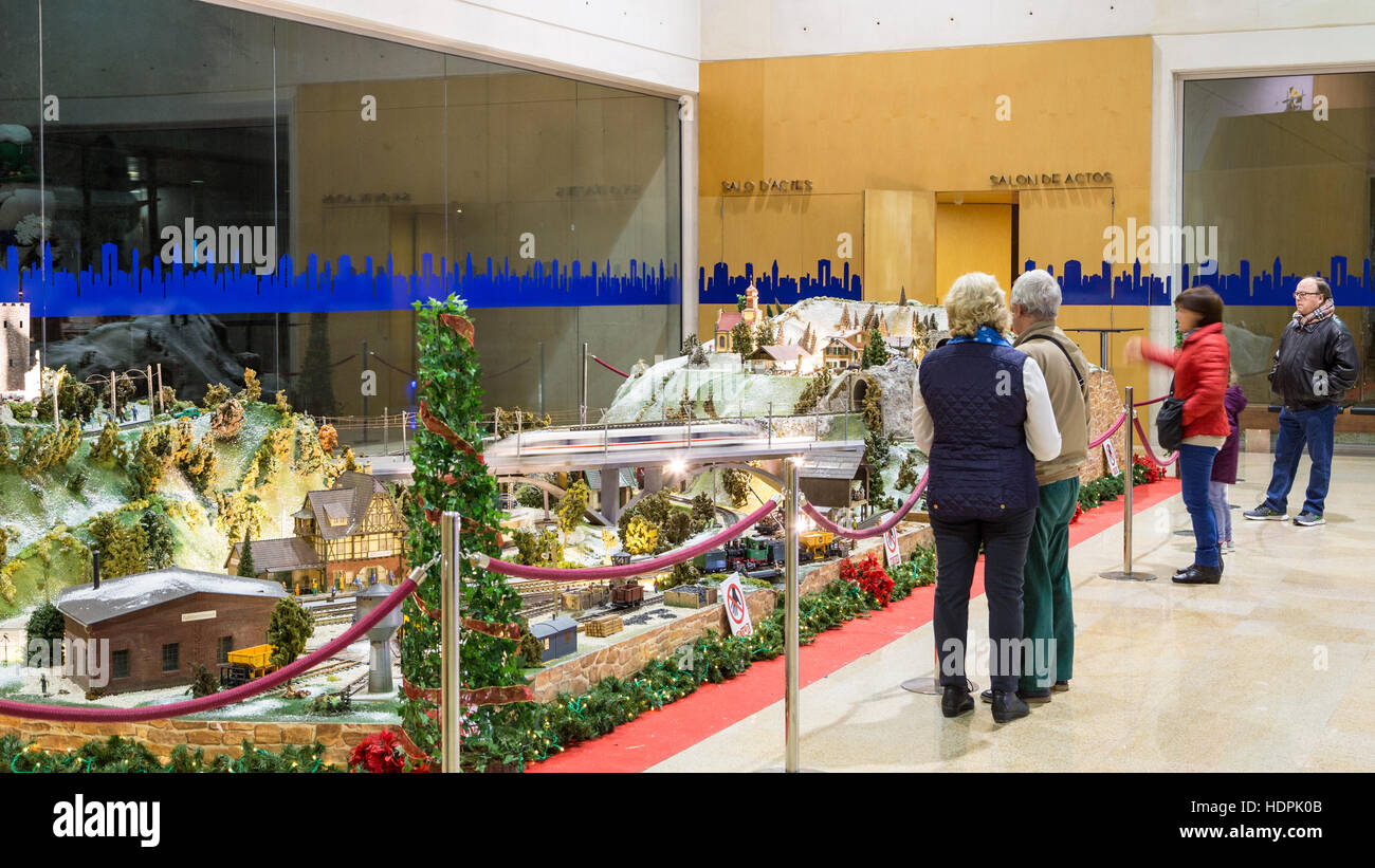 Christmas decorations in Benidorm, model train setup Stock Photo - Alamy