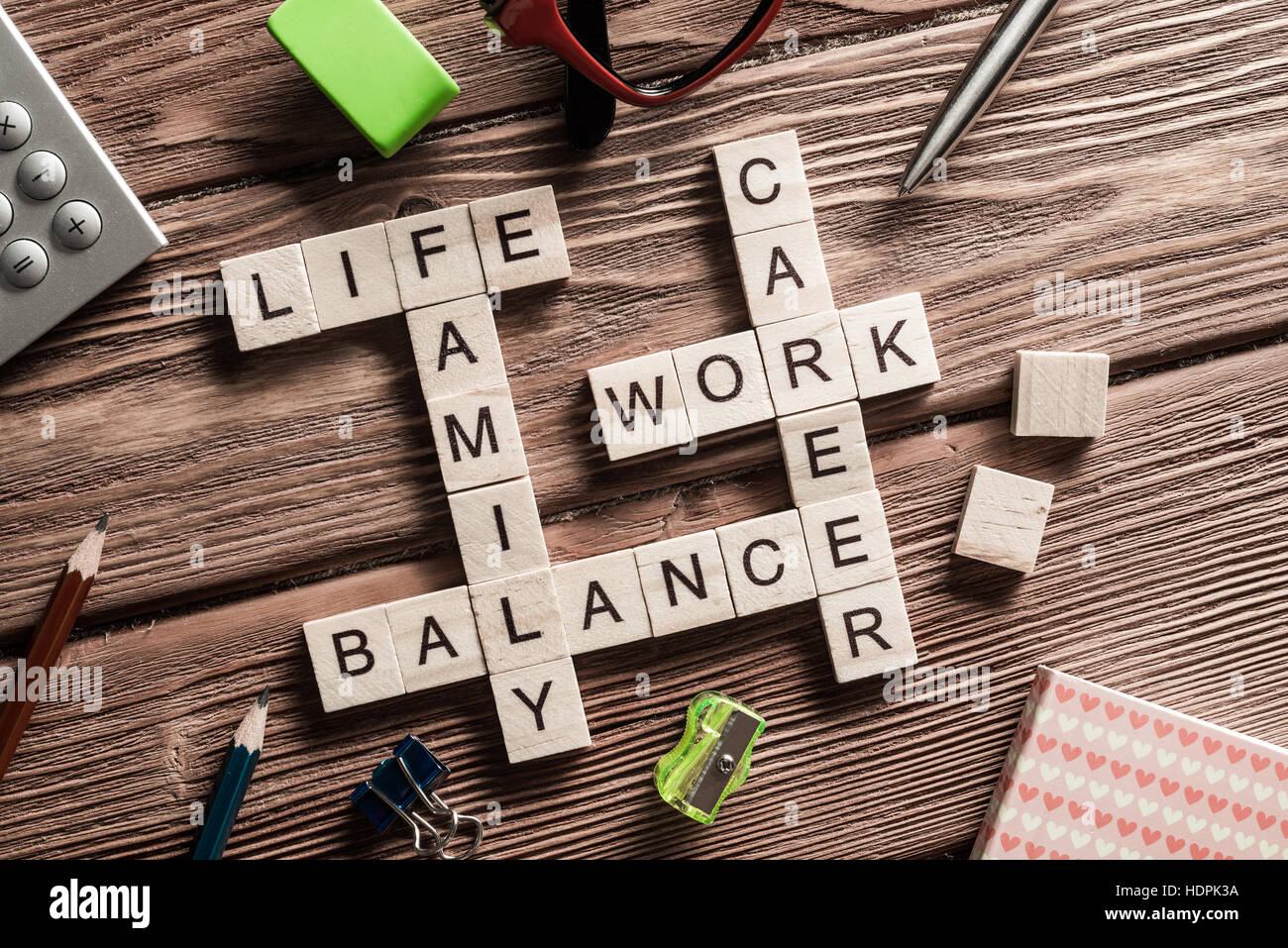 Conceptual keywords on wooden table with elements of game making ...
