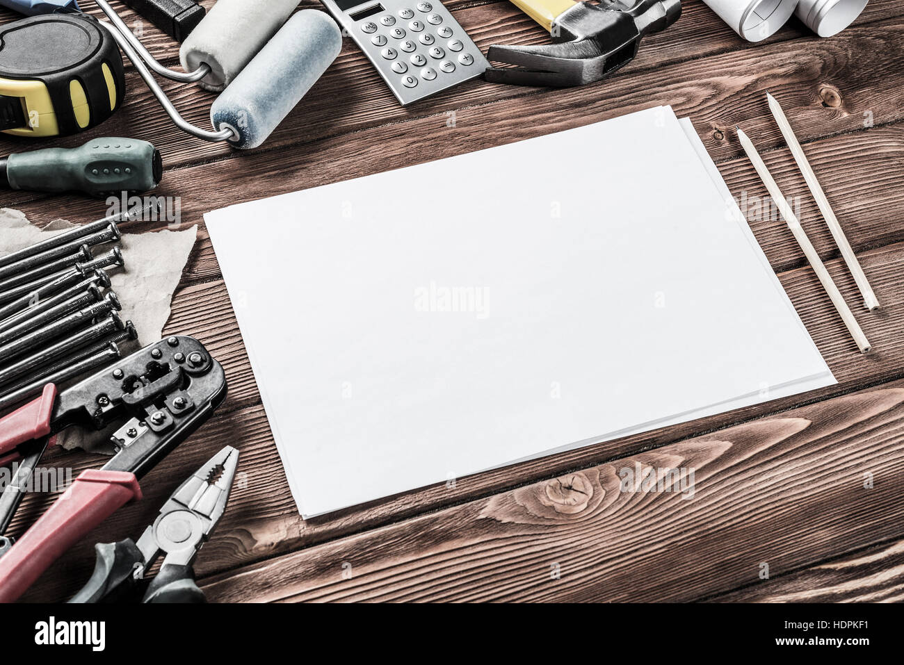 Instruments on wooden table Stock Photo - Alamy