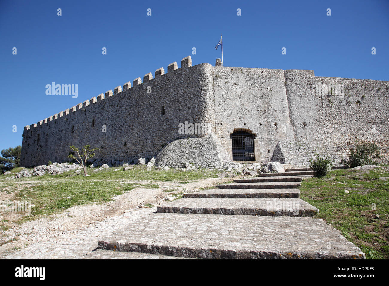 fort with very high walls in greece Stock Photo - Alamy