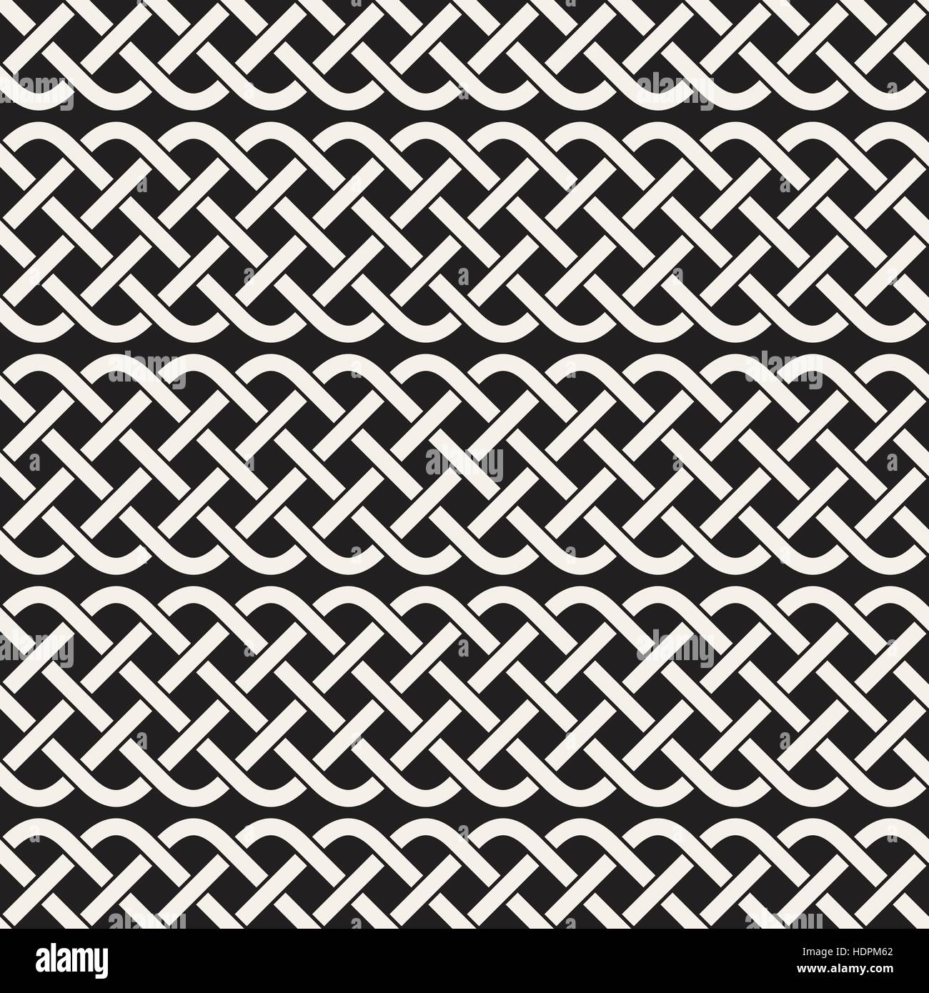 Interlaced Lines Celtic Ethnic Ornament. Vector Seamless Black and ...