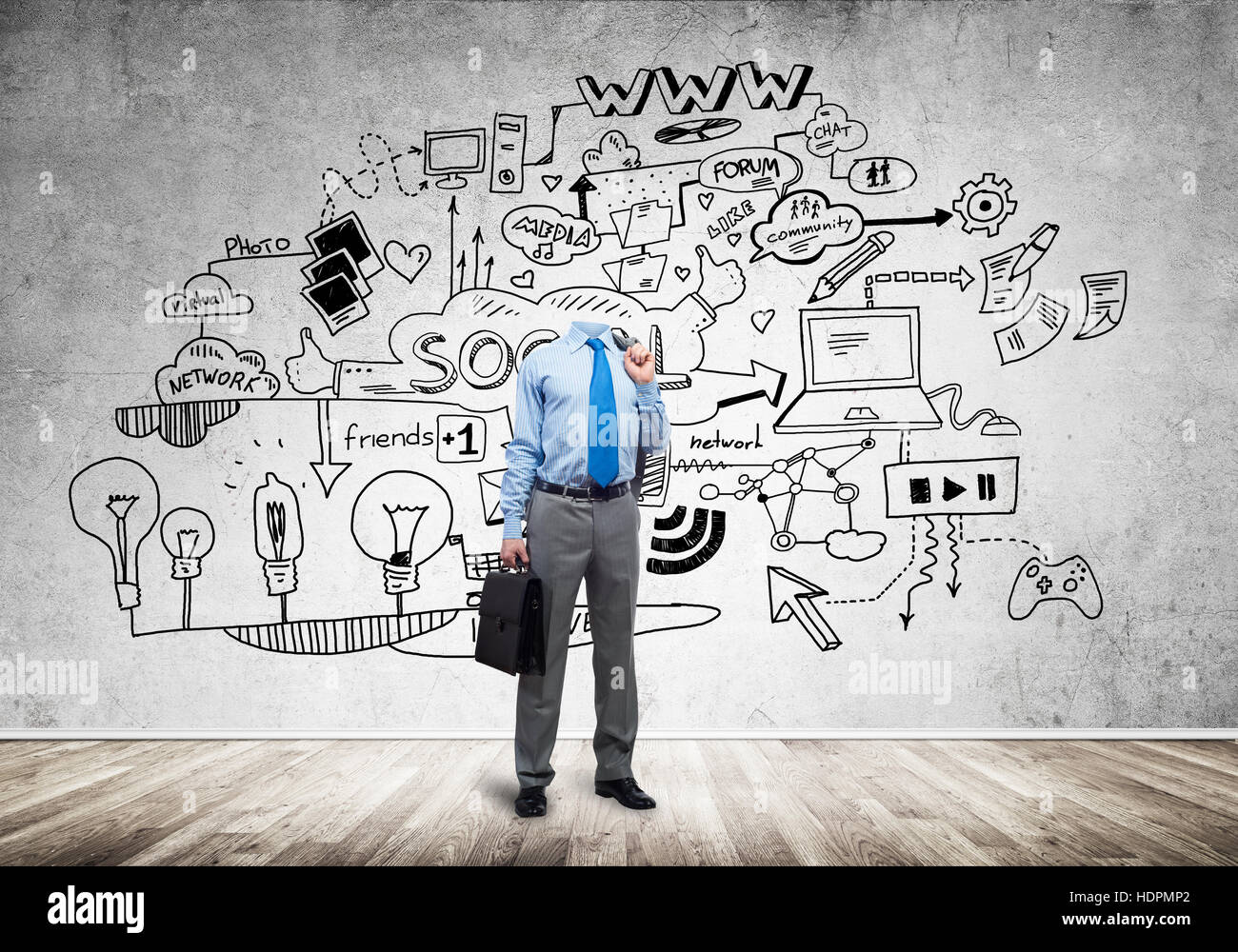 Businessman without head Stock Photo - Alamy