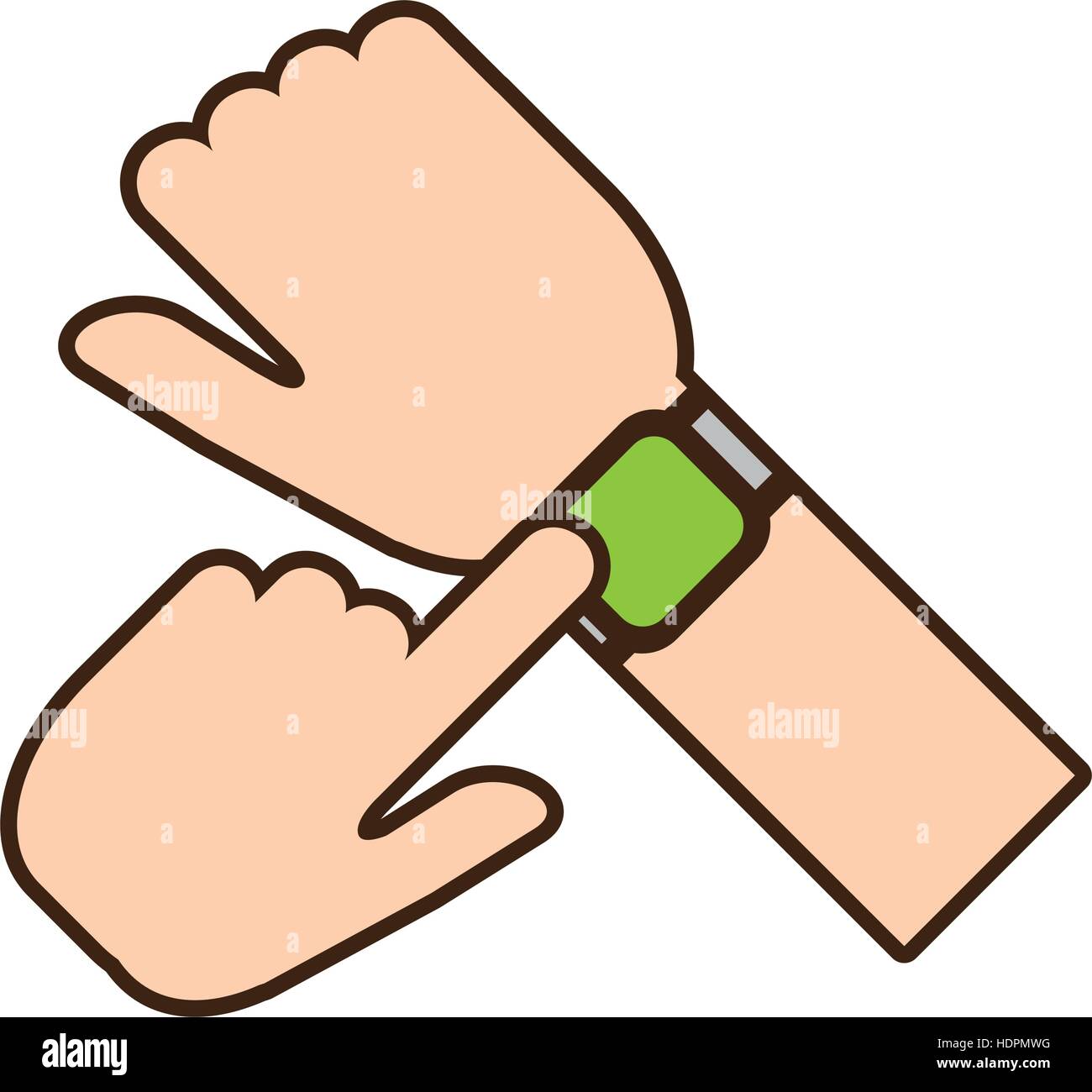 cartoon hand touchscreen smart watch wearable technology Stock Vector ...