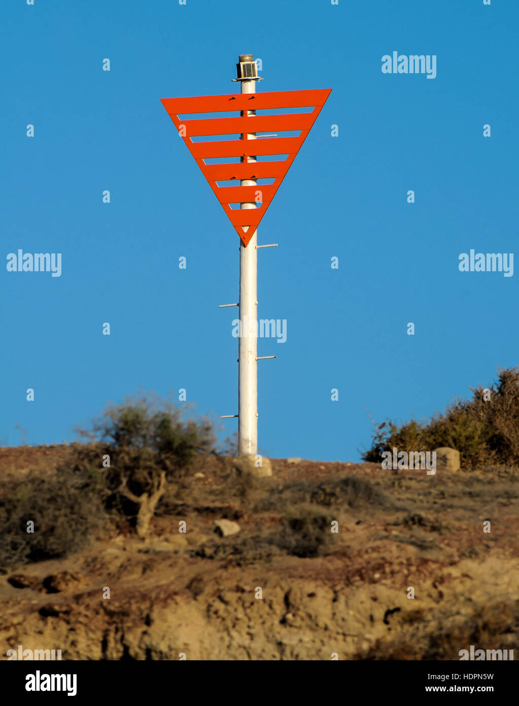 A Red Sign Behind the Mountain, in Tenerife, Canary Islands, Spain ...