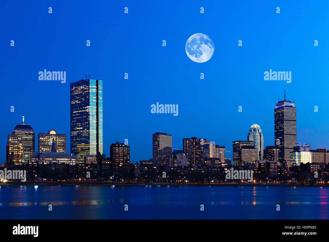 A Moon rising over Boston, Massachusetts Stock Photo - Alamy