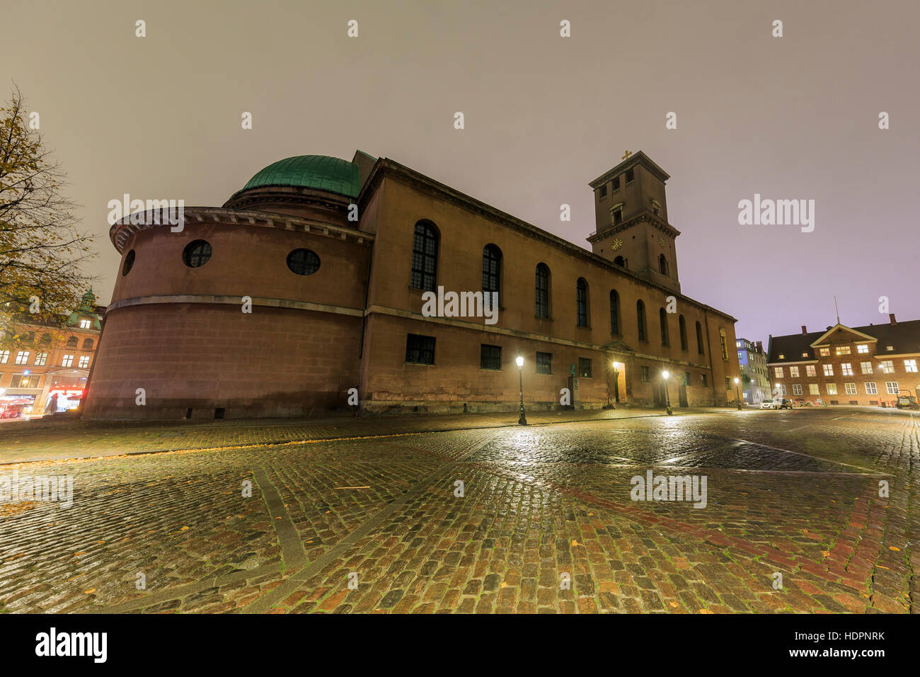 The night view of Denmark University at Copenhagen, Denmark Stock Photo ...