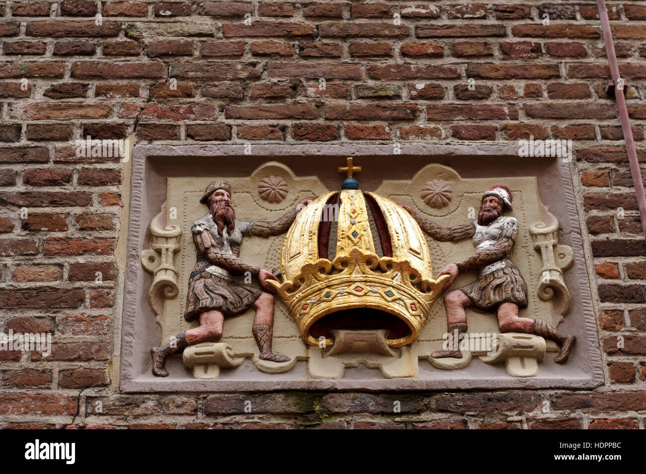A colorful wall decoration on the exterior wall of a building in ...