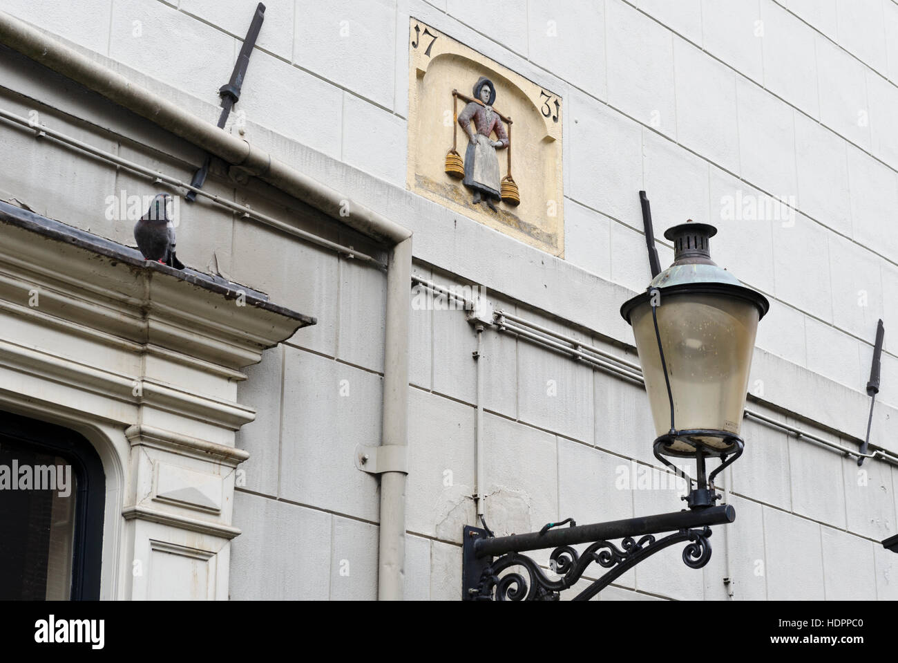 A colorful wall decoration on the exterior wall of a building in ...