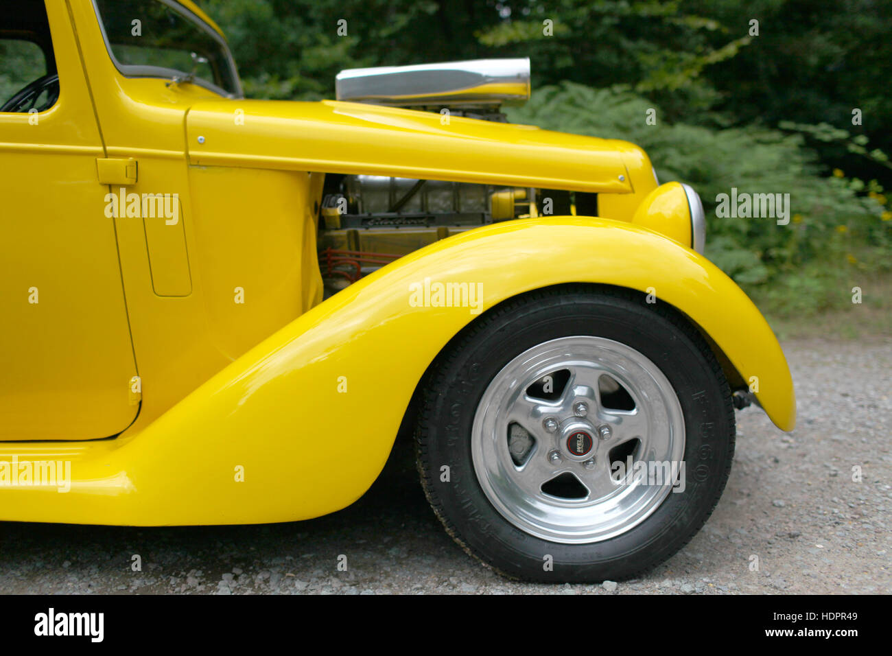 Yellow Dragster Hotrod Stock Photo - Alamy